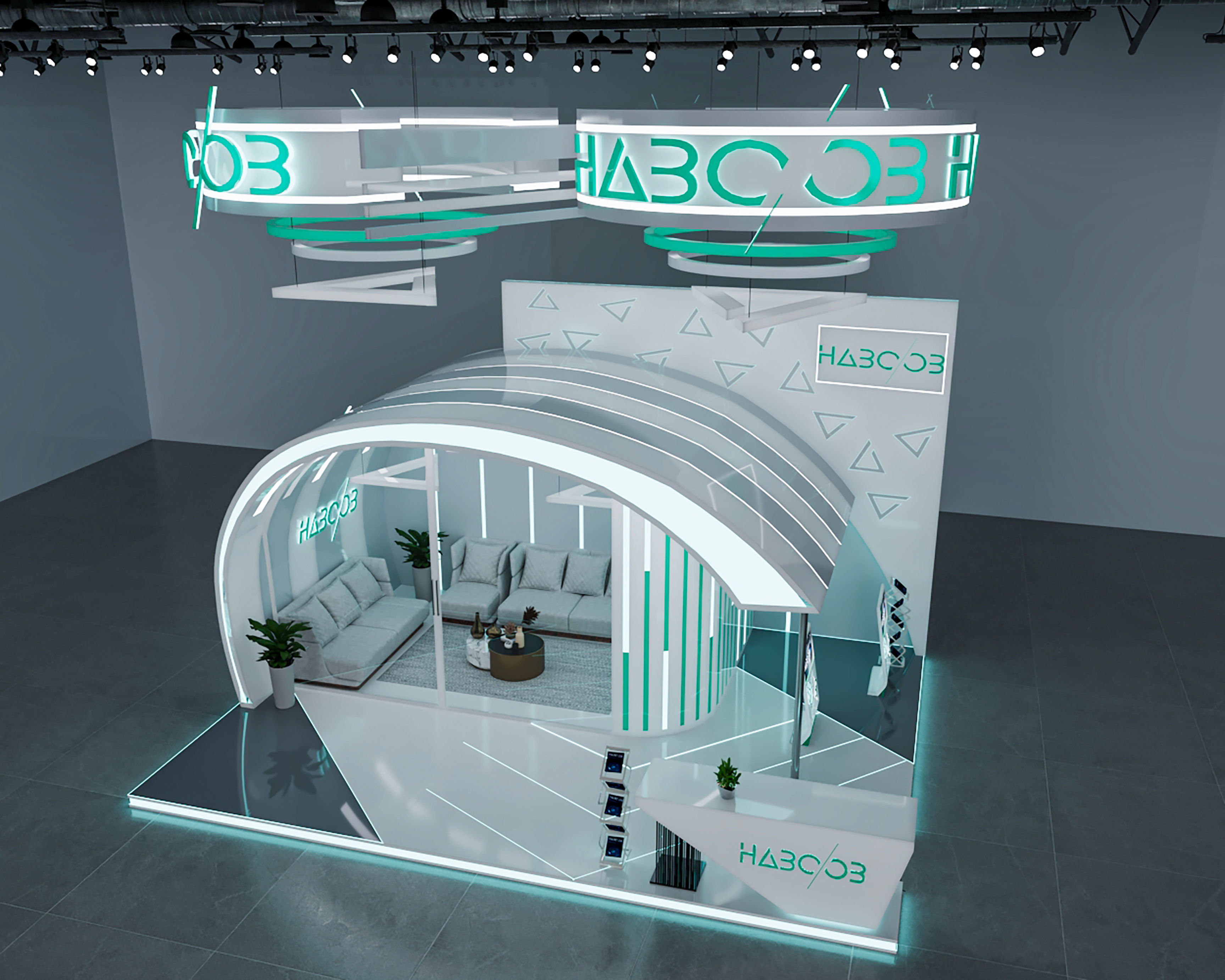 booth 6x8 three side open and one side close 3D model | CGTrader