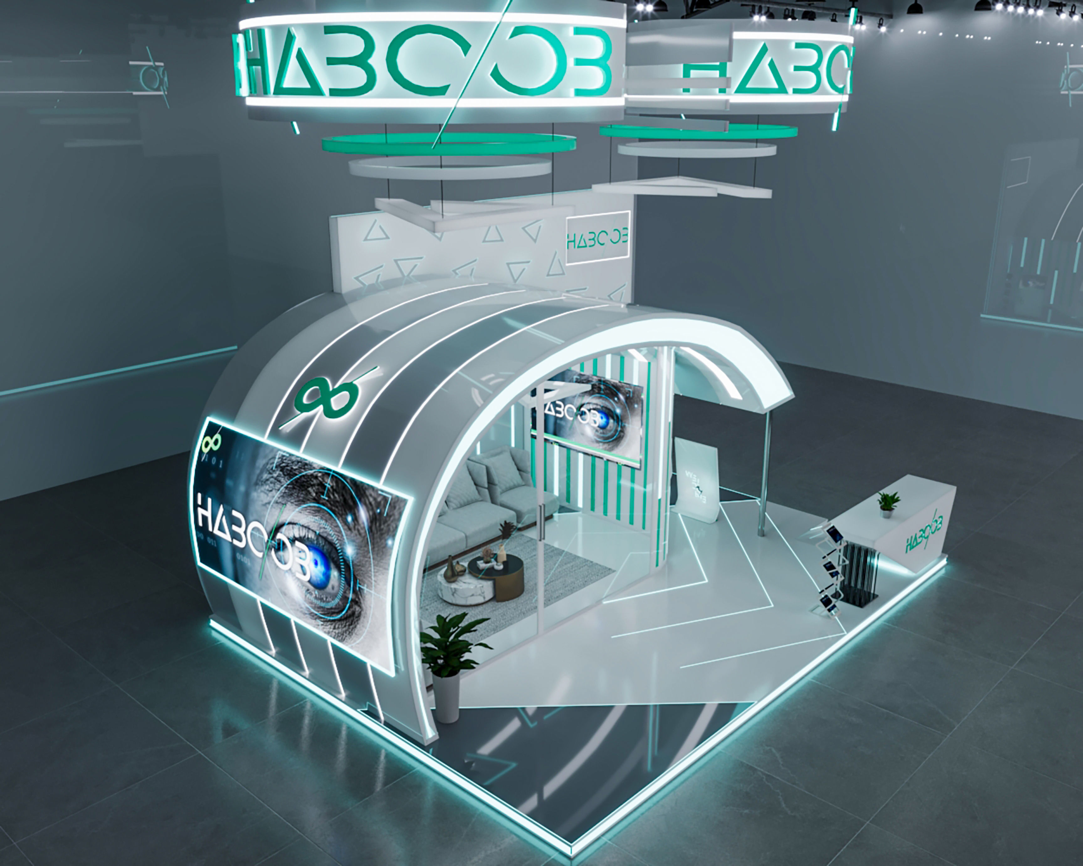 booth 6x8 three side open and one side close 3D model rigged | CGTrader