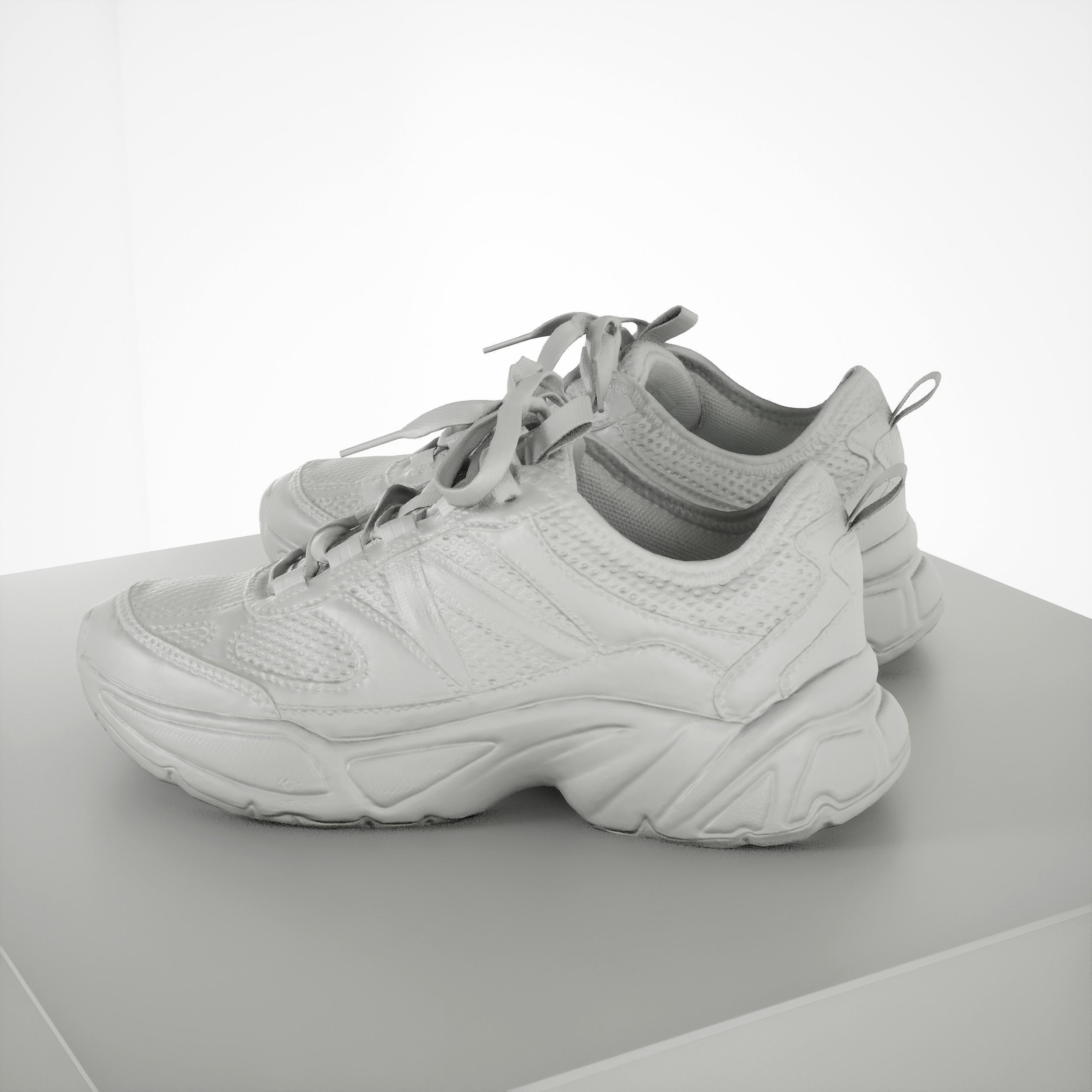 3D model Game-Ready White Mesh Running Shoes Athletic VR / AR / low ...