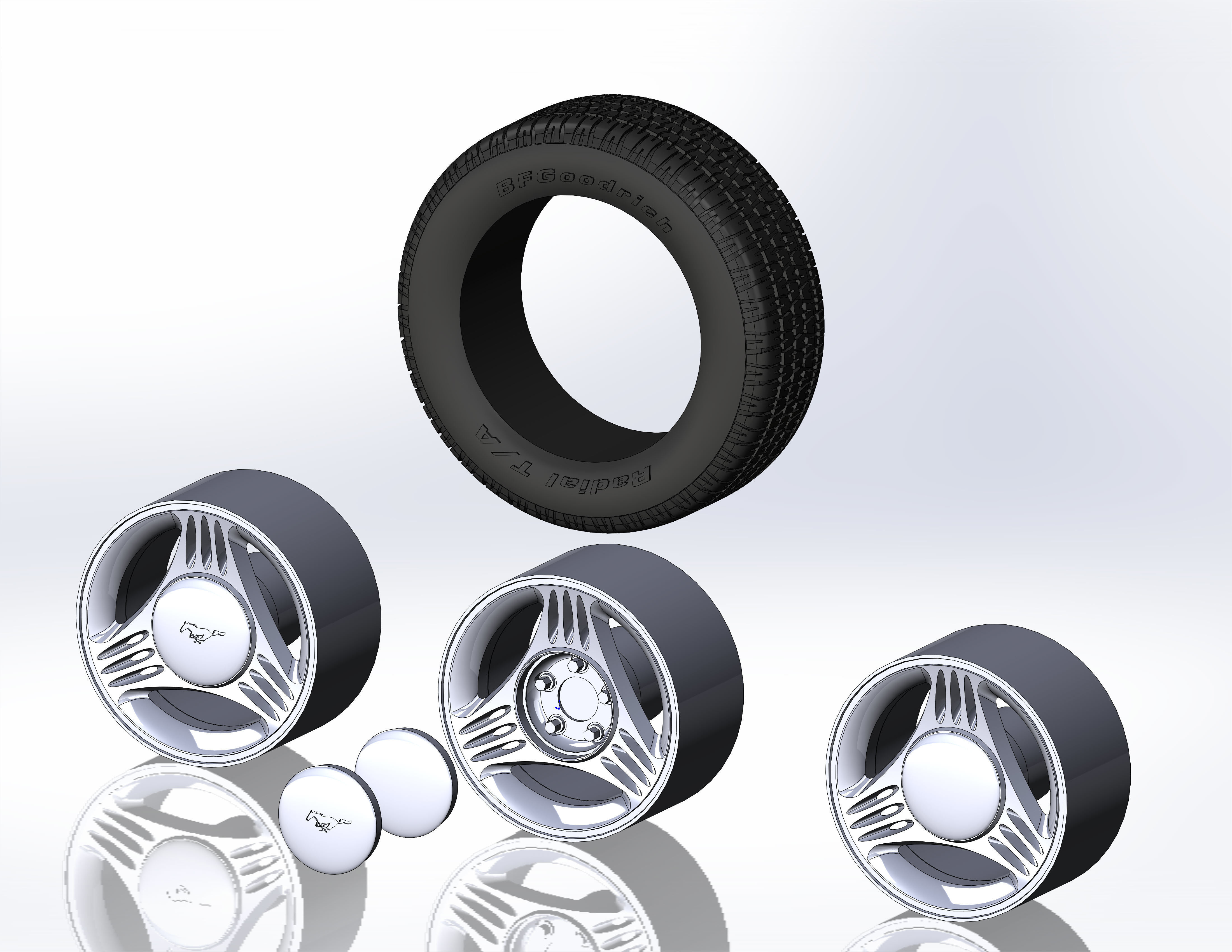 Rim and tyre for scale model of american ponycar Mk4 1995 3D model 3D ...