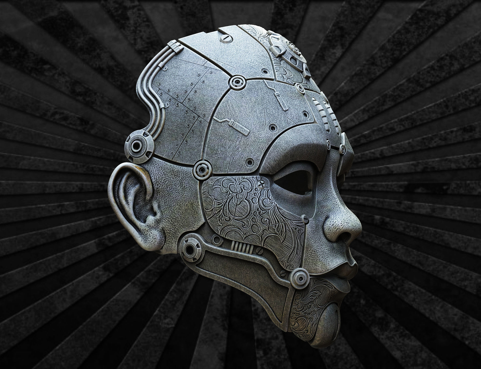 Cyborg Mask Cyberpunk Robot Mask 3D model 3D printable | CGTrader