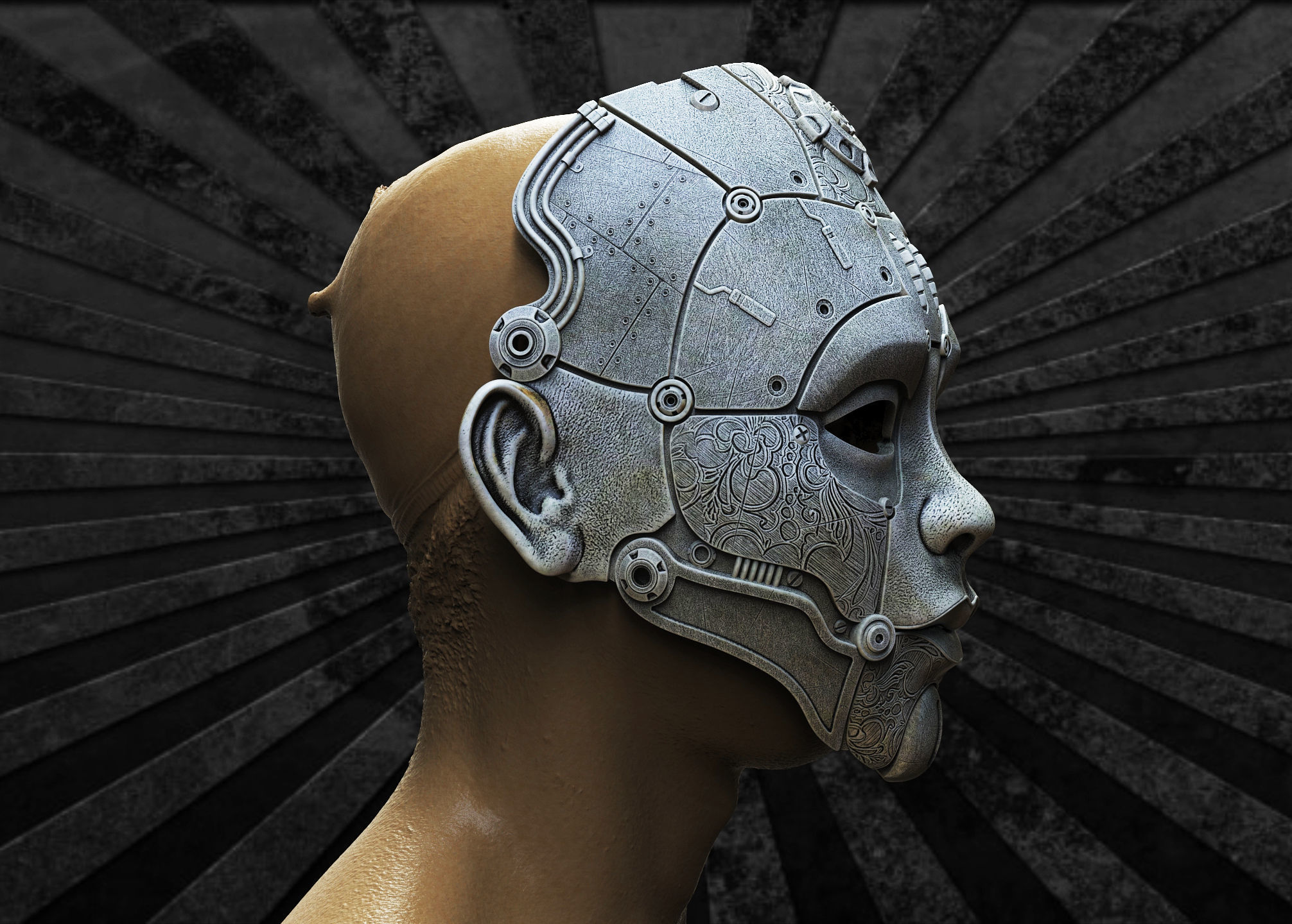 Cyborg Mask Cyberpunk Robot Mask 3D model 3D printable | CGTrader