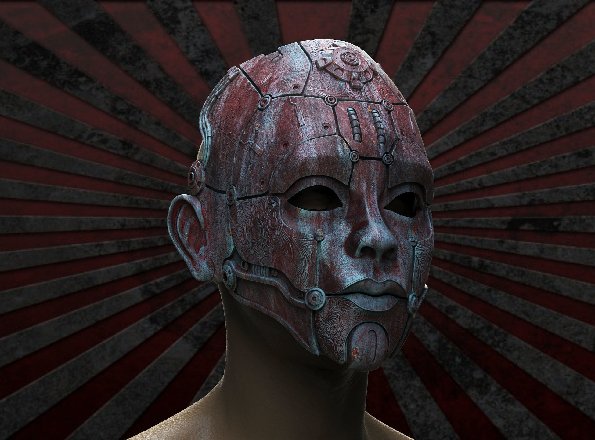 Cyborg Mask Cyberpunk Robot Mask 3D model 3D printable | CGTrader