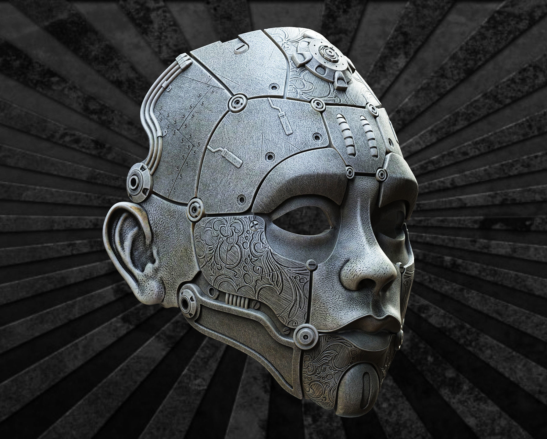 Cyborg Mask Cyberpunk Robot Mask 3D model 3D printable | CGTrader