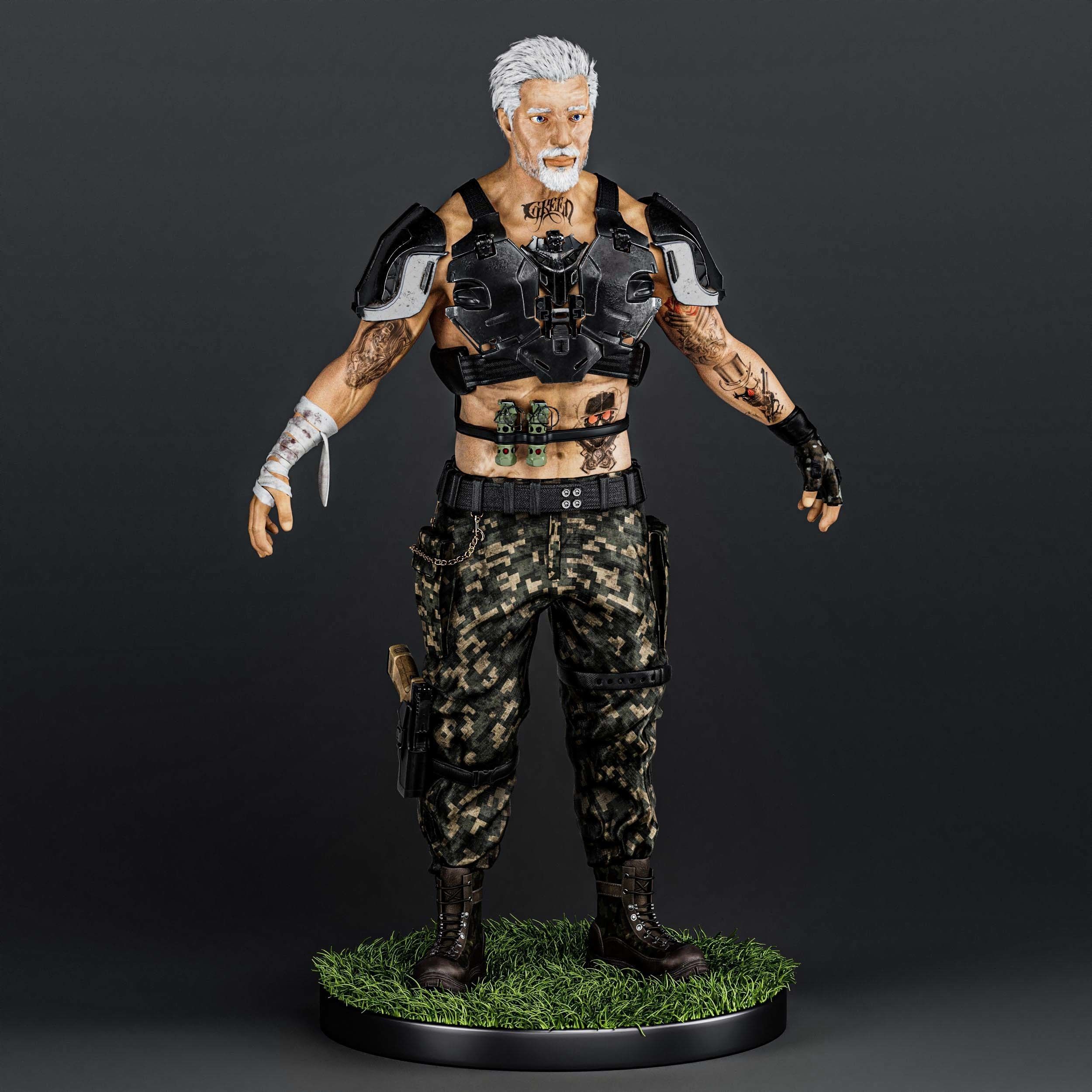 3D model Oldman Solider Defender VR / AR / low-poly | CGTrader