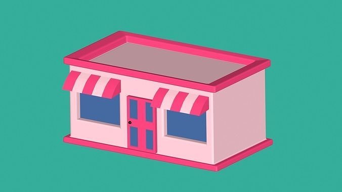 3D model Low poly cartoon shop 3D model Game Ready VR / AR / low-poly ...