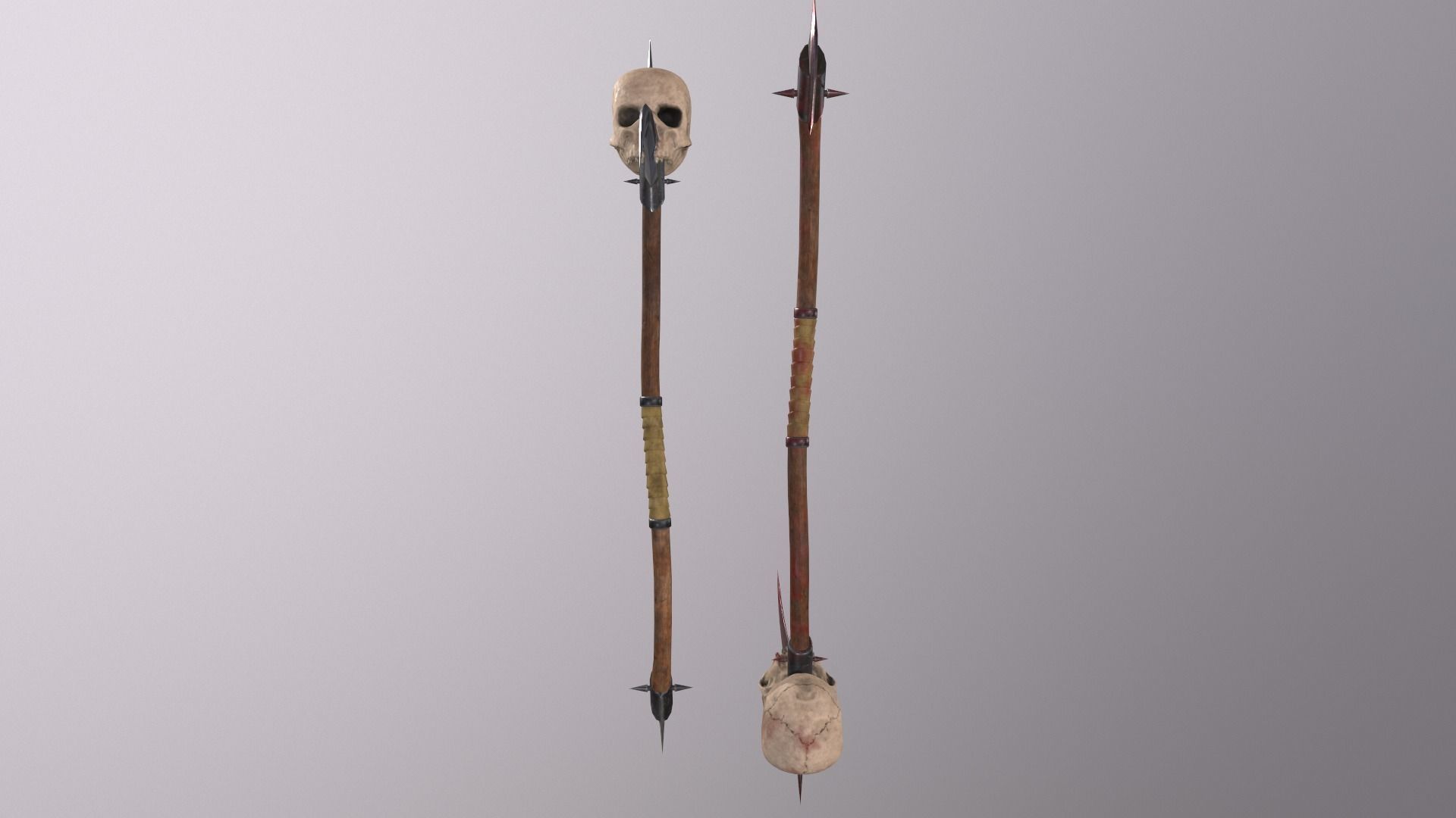 3D model low-polygon scythe weapon with skull in 2 sytles VR / AR / low ...