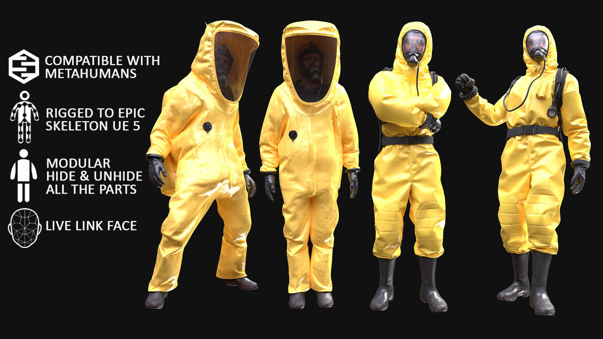 3D Model Collection Mens Hazmat Suits VR / AR / low-poly | CGTrader