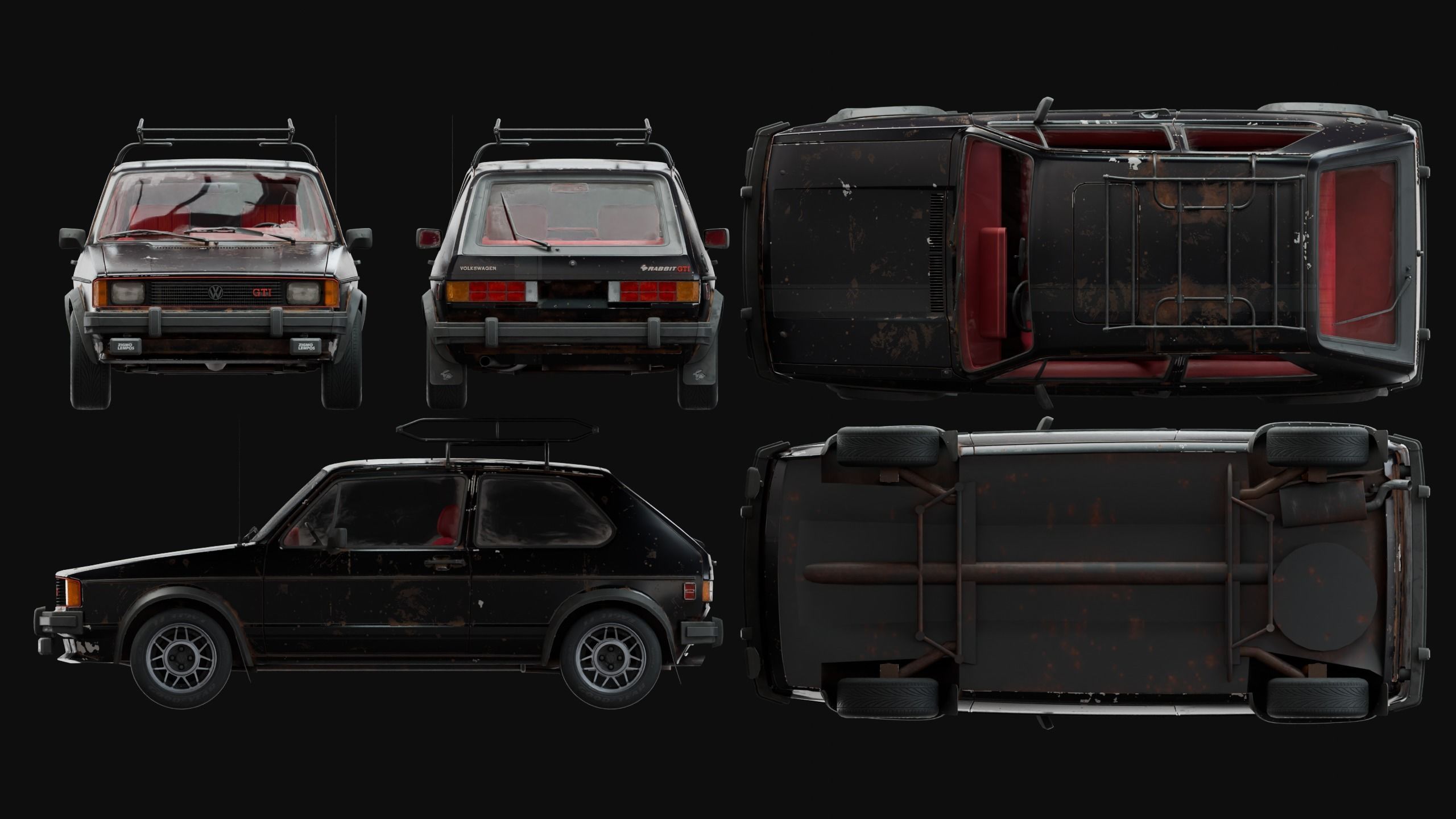 3D model 1984 VW Mk1 Rabbit GTi VR / AR / low-poly | CGTrader