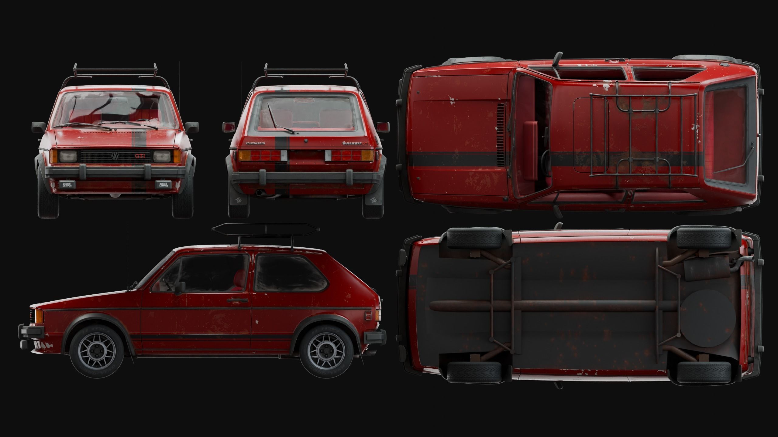 3D model 1984 VW Mk1 Rabbit GTi VR / AR / low-poly | CGTrader