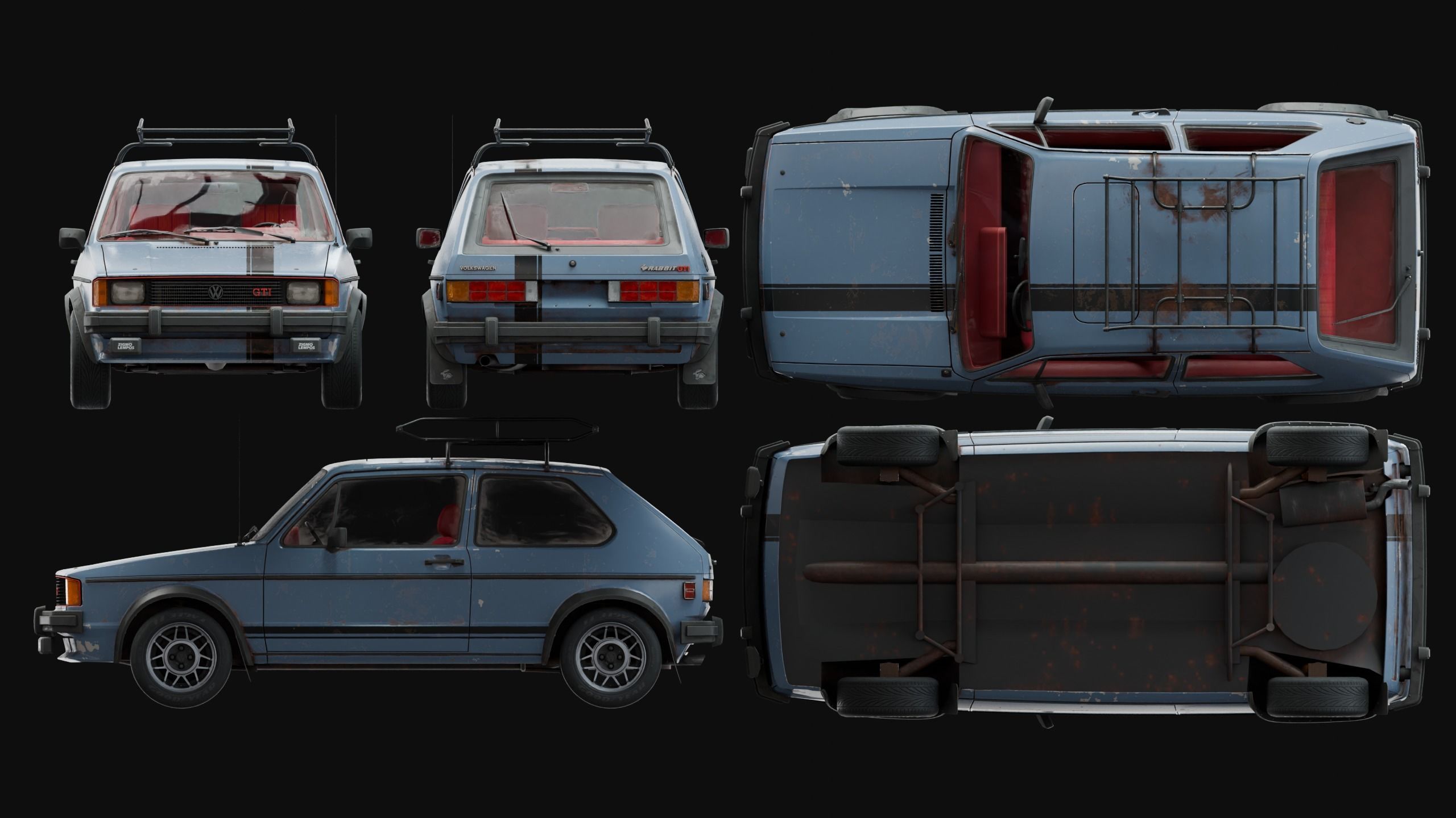 3D model 1984 VW Mk1 Rabbit GTi VR / AR / low-poly | CGTrader