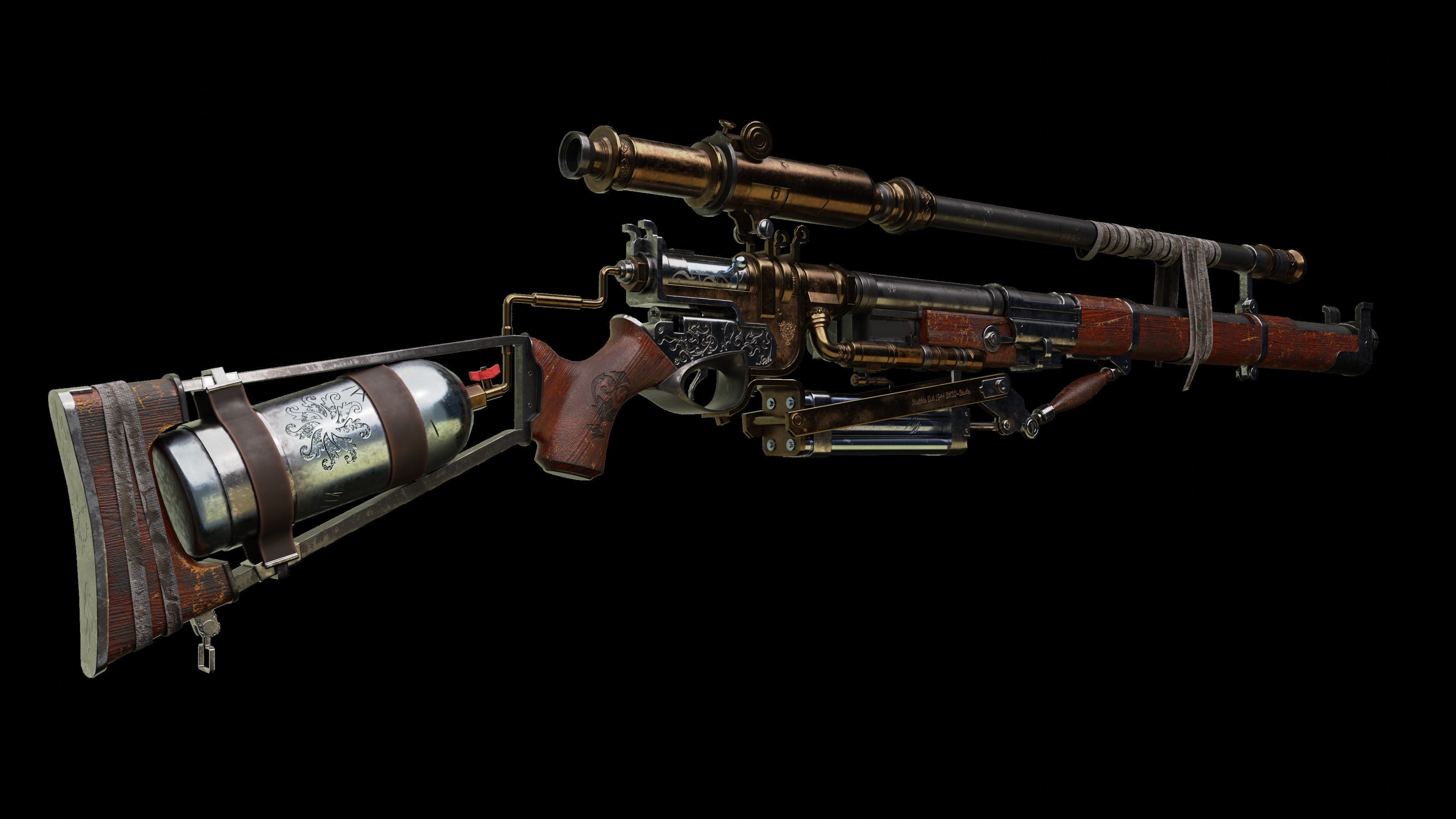 3D model Old Steampunk Weapon VR / AR / low-poly | CGTrader