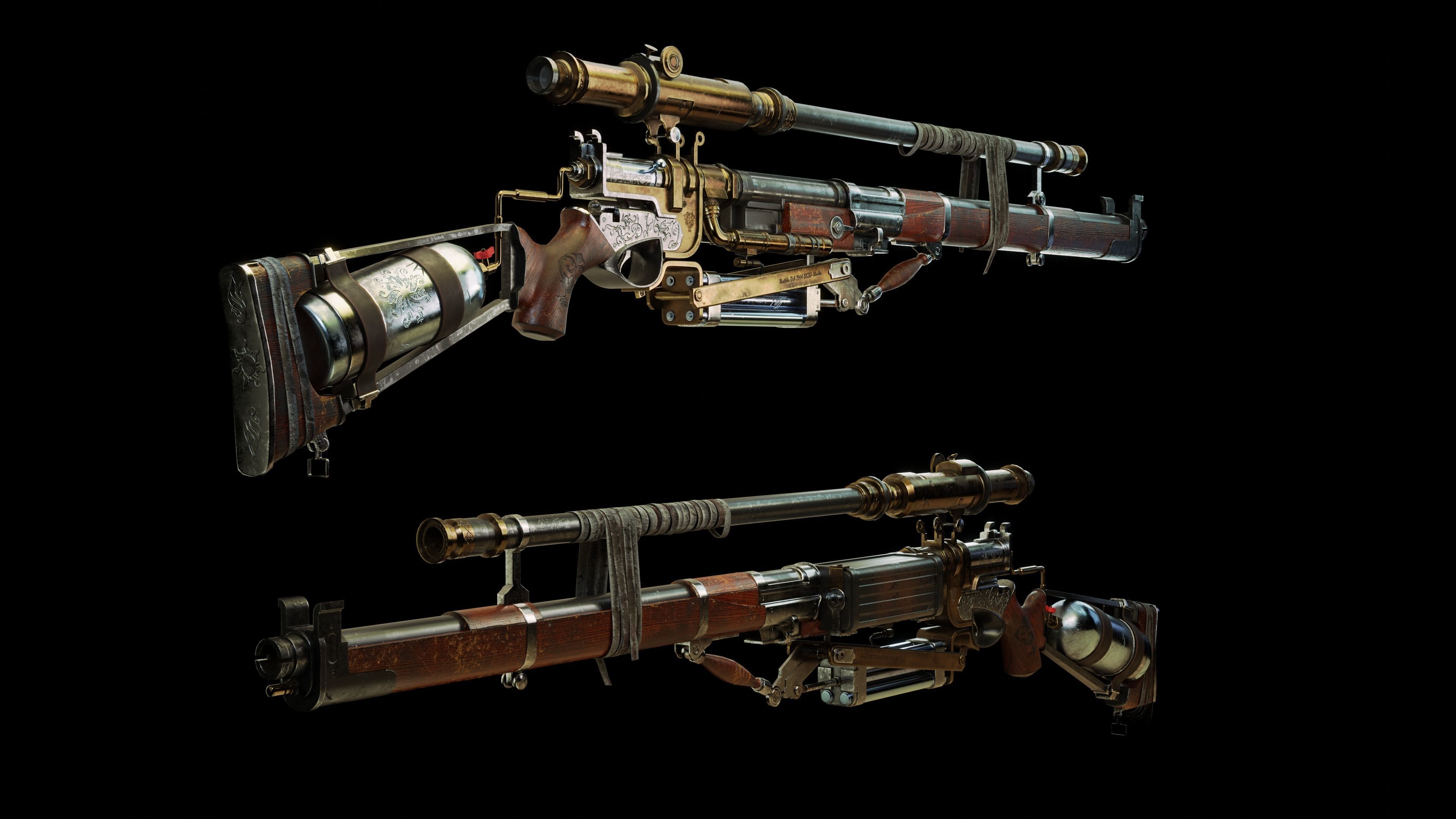 3D model Old Steampunk Weapon VR / AR / low-poly | CGTrader
