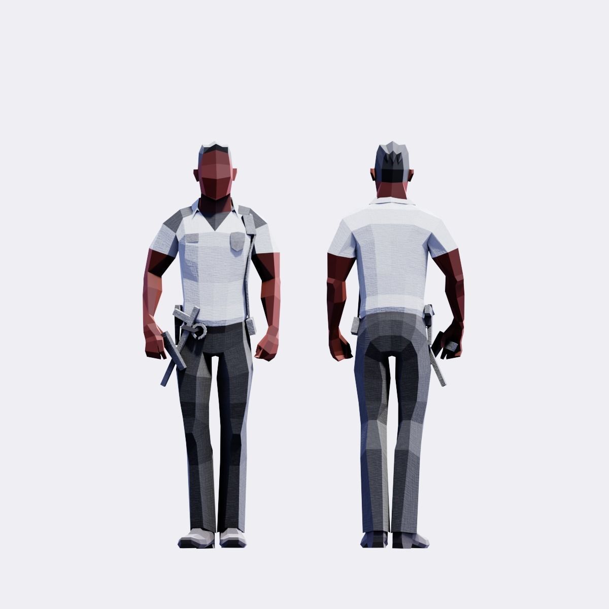 3D model Low Poly Police Officers - Animated and Rigged VR / AR / low ...