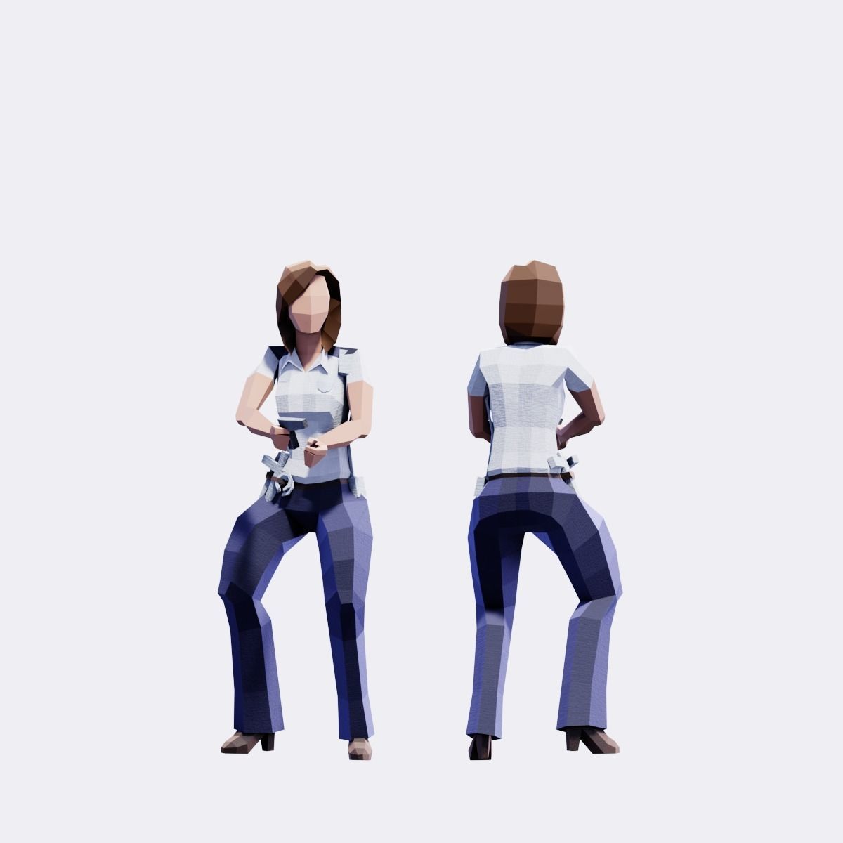 3D model Low Poly Police Officers - Animated and Rigged VR / AR / low ...