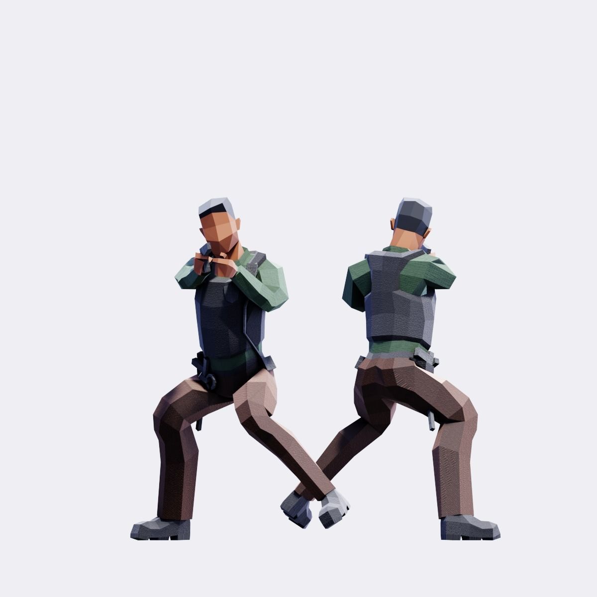 3D model Low Poly Police Officers - Animated and Rigged VR / AR / low ...