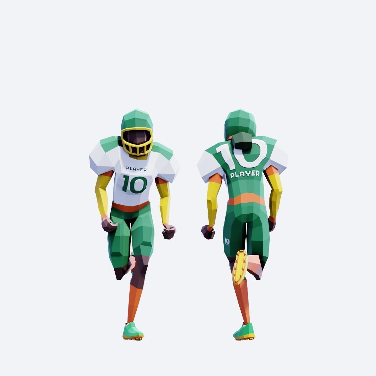 3D model American Football Players - Animated and Rigged VR / AR / low ...