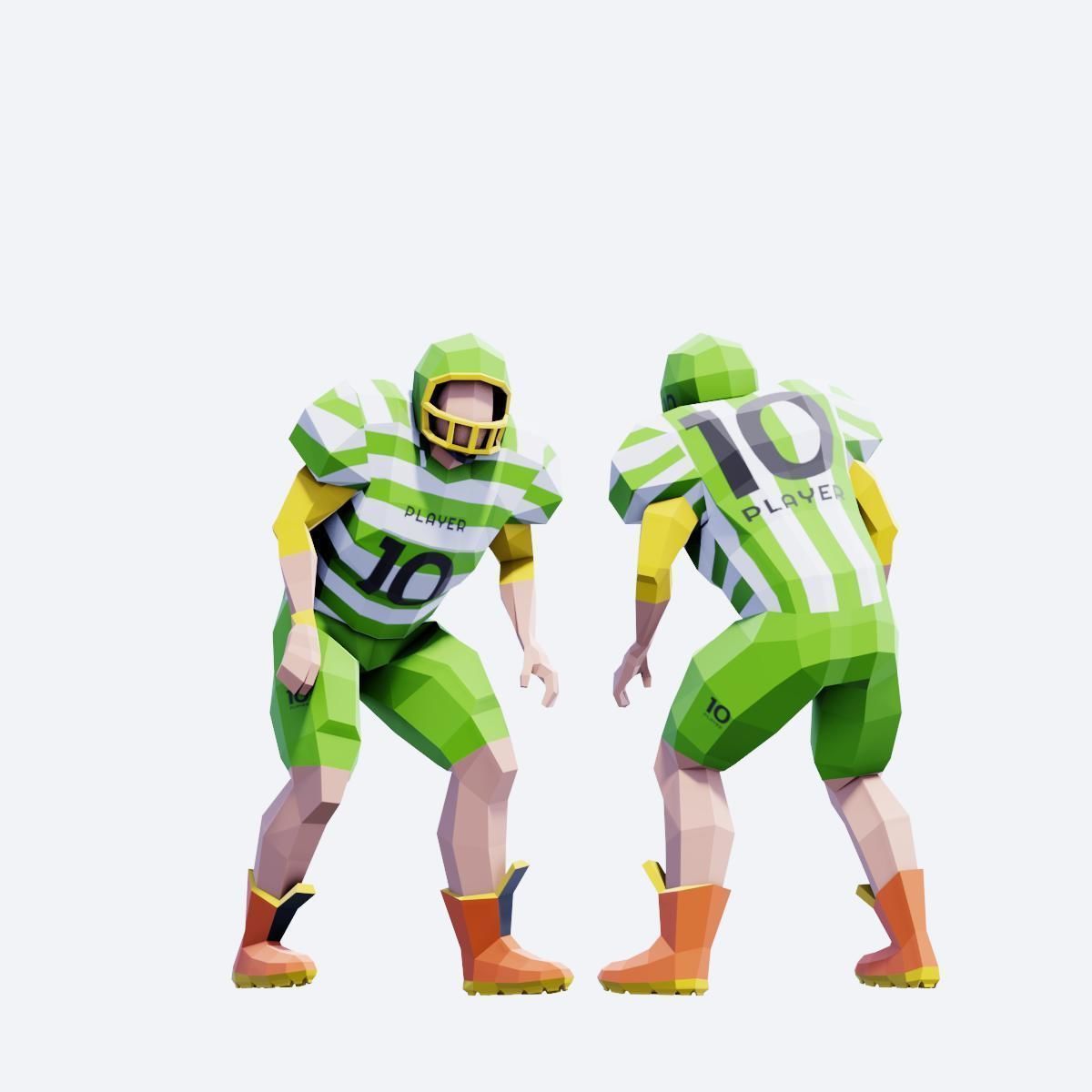 3D model American Football Players - Animated and Rigged VR / AR / low ...