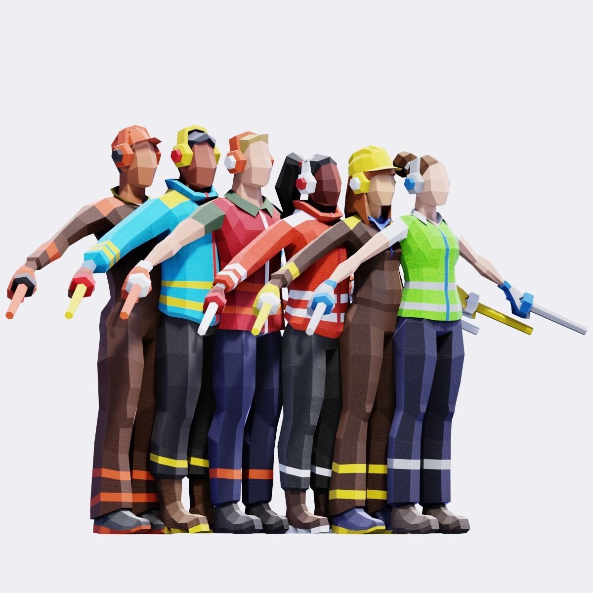 3D model Airport Ground Crew - Animated and Rigged VR / AR / low-poly ...