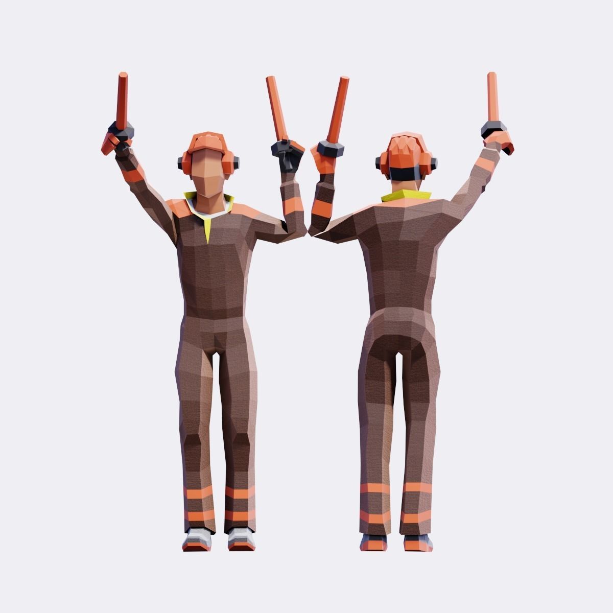 3D model Airport Ground Crew - Animated and Rigged VR / AR / low-poly ...