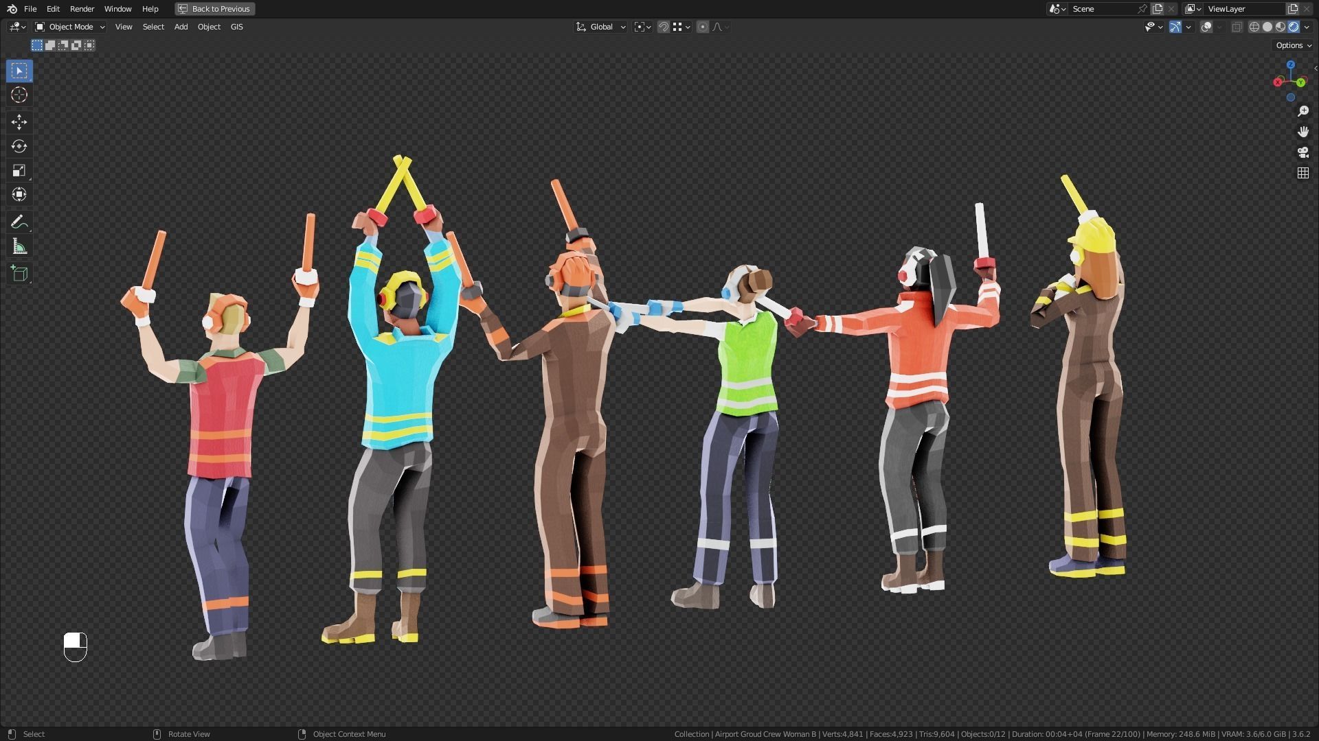 3D model Airport Ground Crew - Animated and Rigged VR / AR / low-poly ...