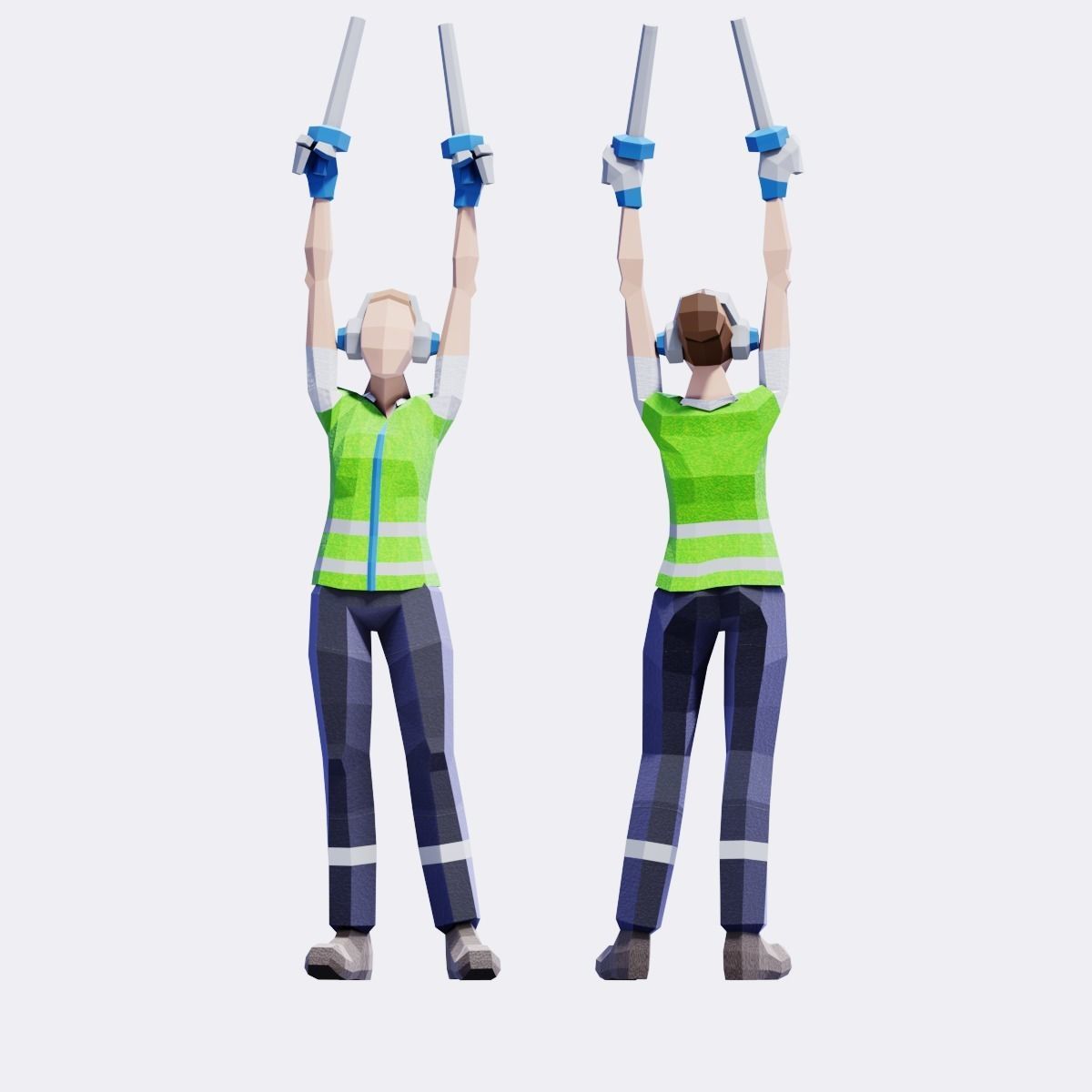 3D model Airport Ground Crew - Animated and Rigged VR / AR / low-poly ...