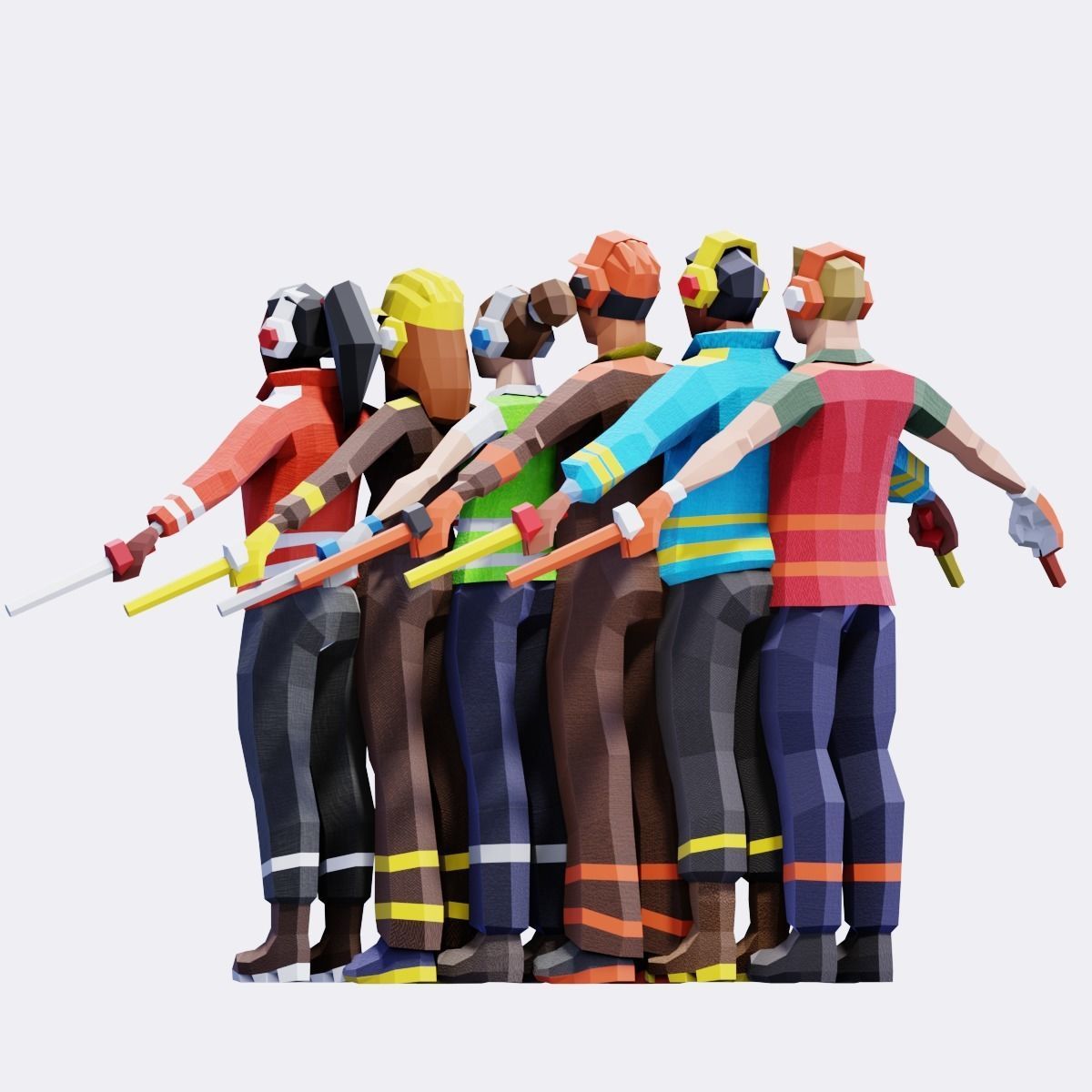 3D model Airport Ground Crew - Animated and Rigged VR / AR / low-poly ...