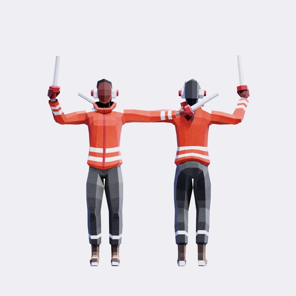 3D model Airport Ground Crew - Animated and Rigged VR / AR / low-poly ...