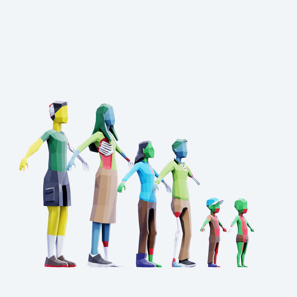 3D model Low Poly Zombies - Animated and Rigged VR / AR / low-poly ...