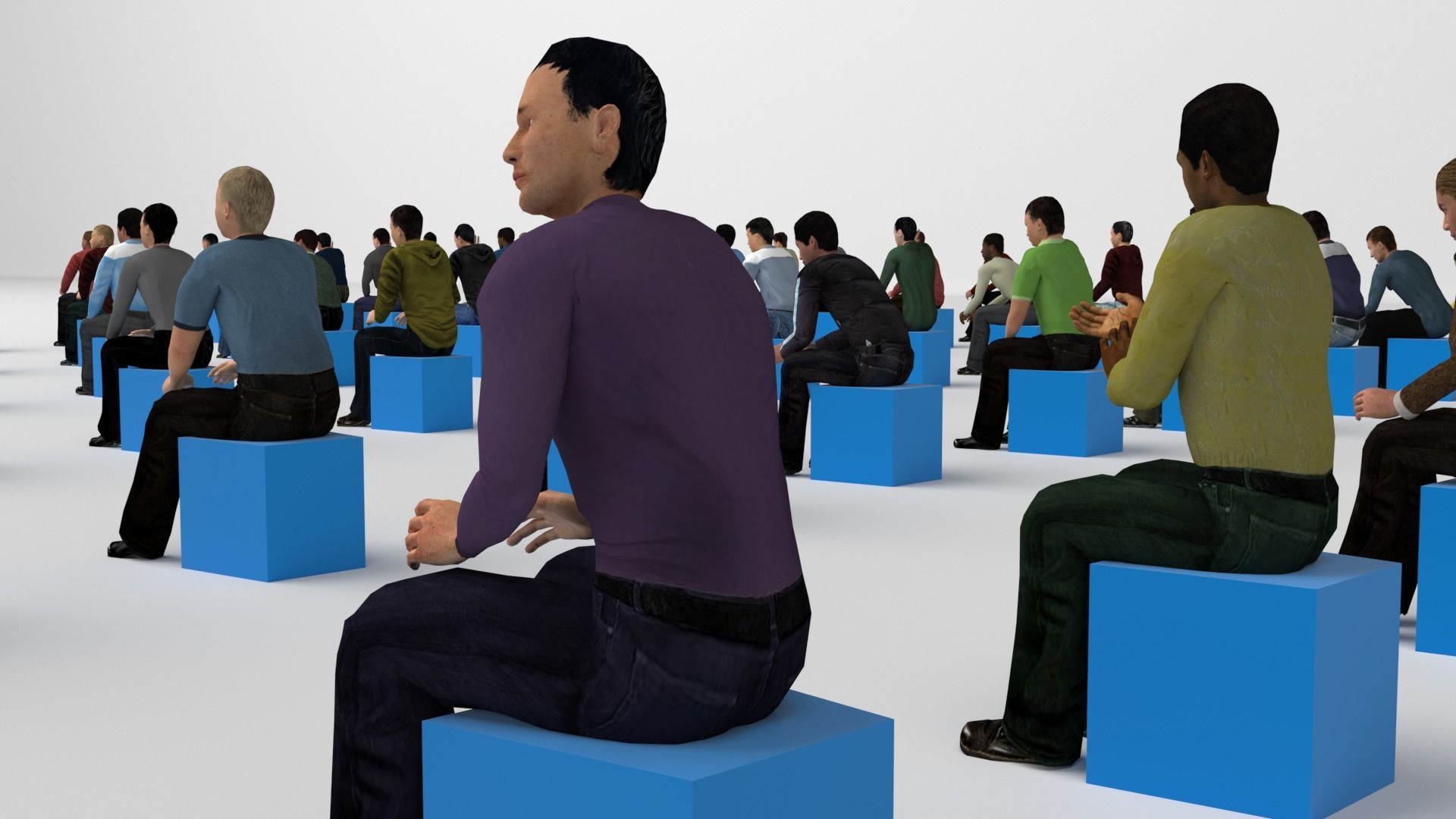 3D model Low Poly Rigged and Animated Sitting Males Pack - 200 Pieces ...