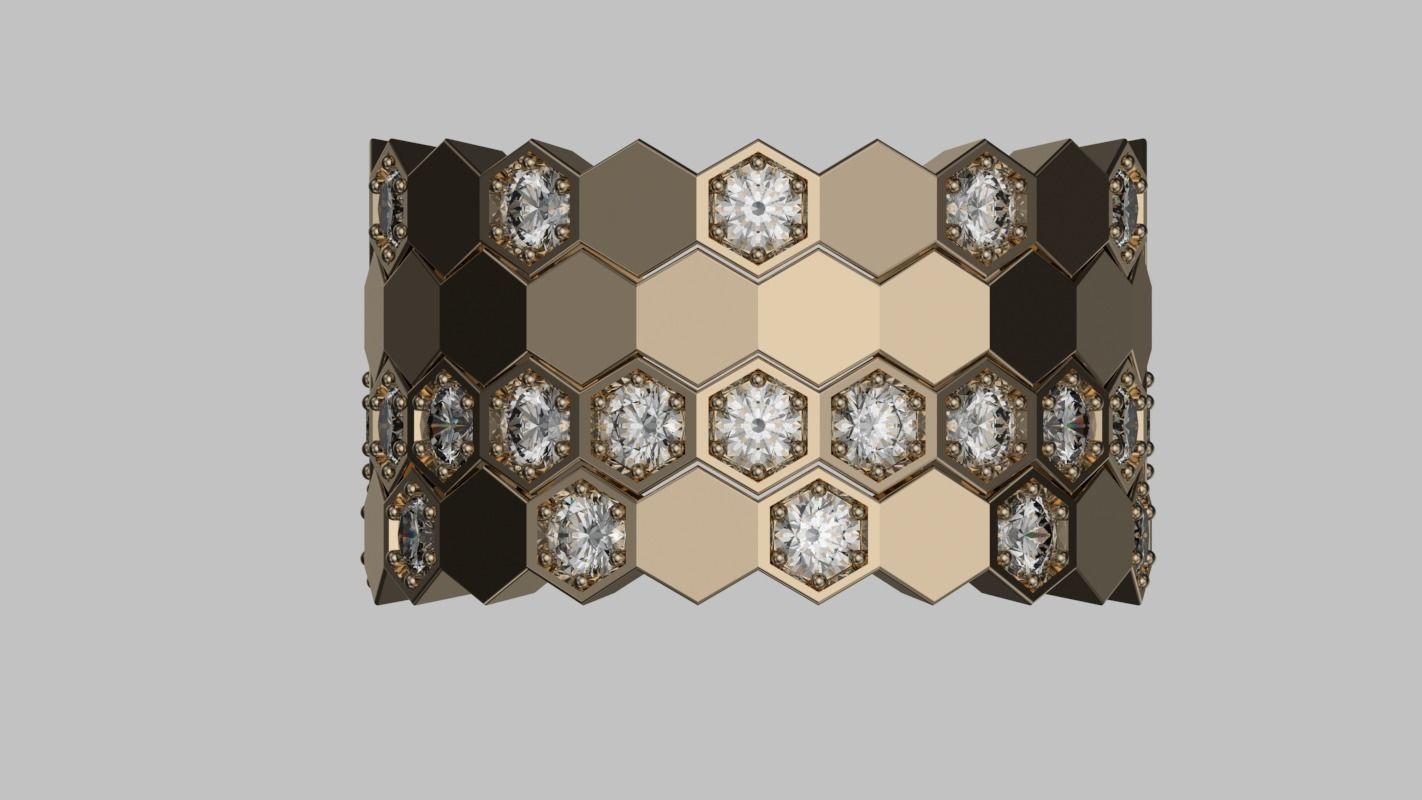 Hexagon Honeycomb strackable Rings 3D model | CGTrader