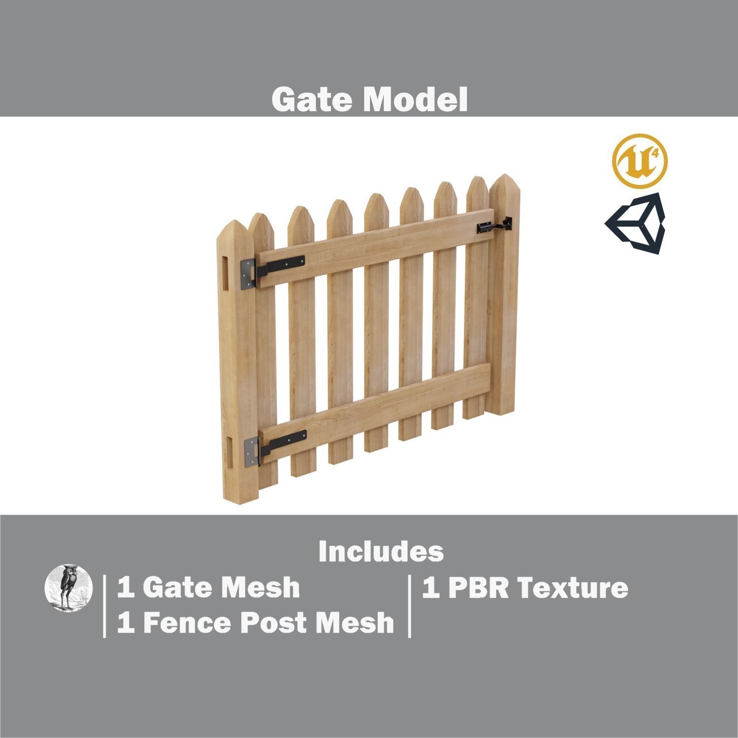 3D model Modular Fence Gate - Colonial Gothic Picket Fence Gate VR / AR ...
