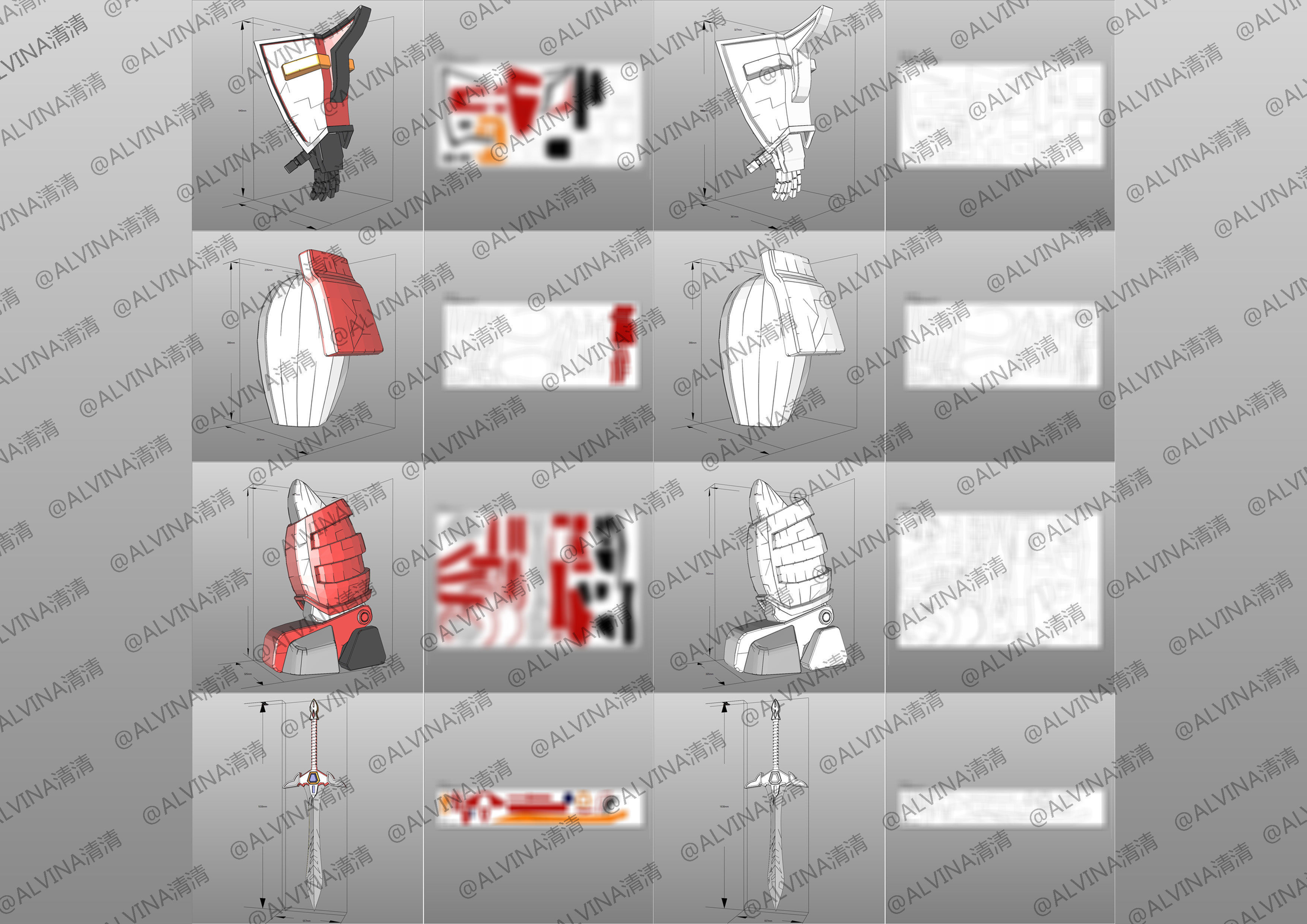 3D model Mado King Granzort Armor - DIY Cosplay Pepakura Foam Template ...