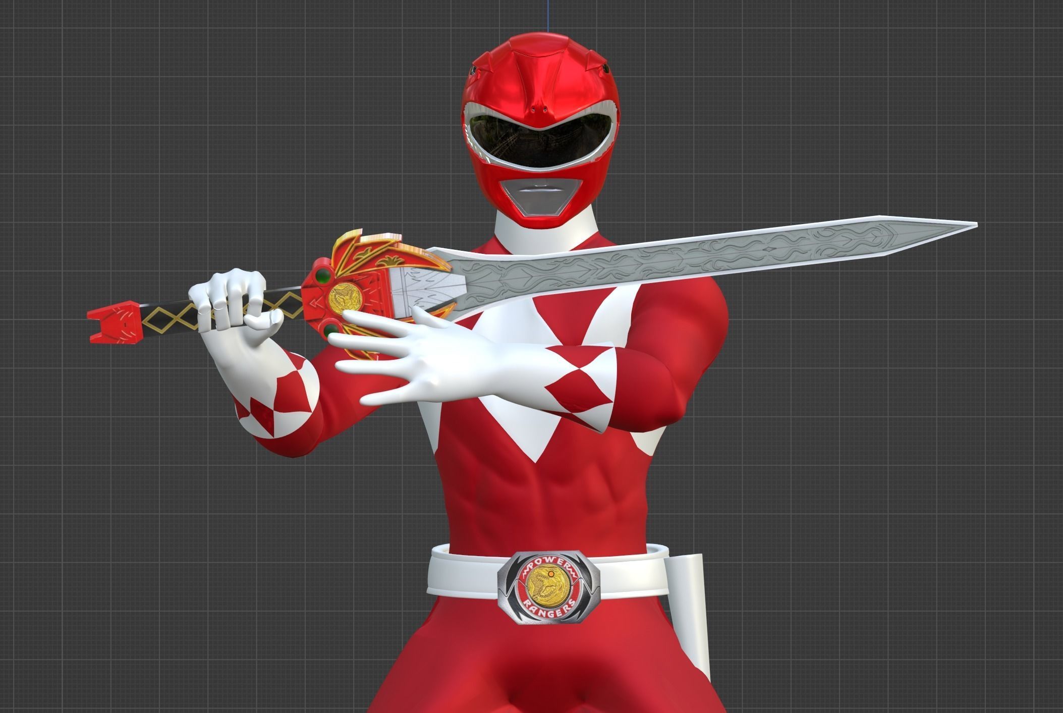 Red Ranger - Mighty Morphin Power Ranger 3D model rigged | CGTrader
