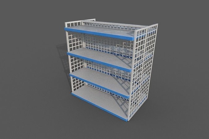 3D model Shop market double rack shelf VR / AR / low-poly | CGTrader