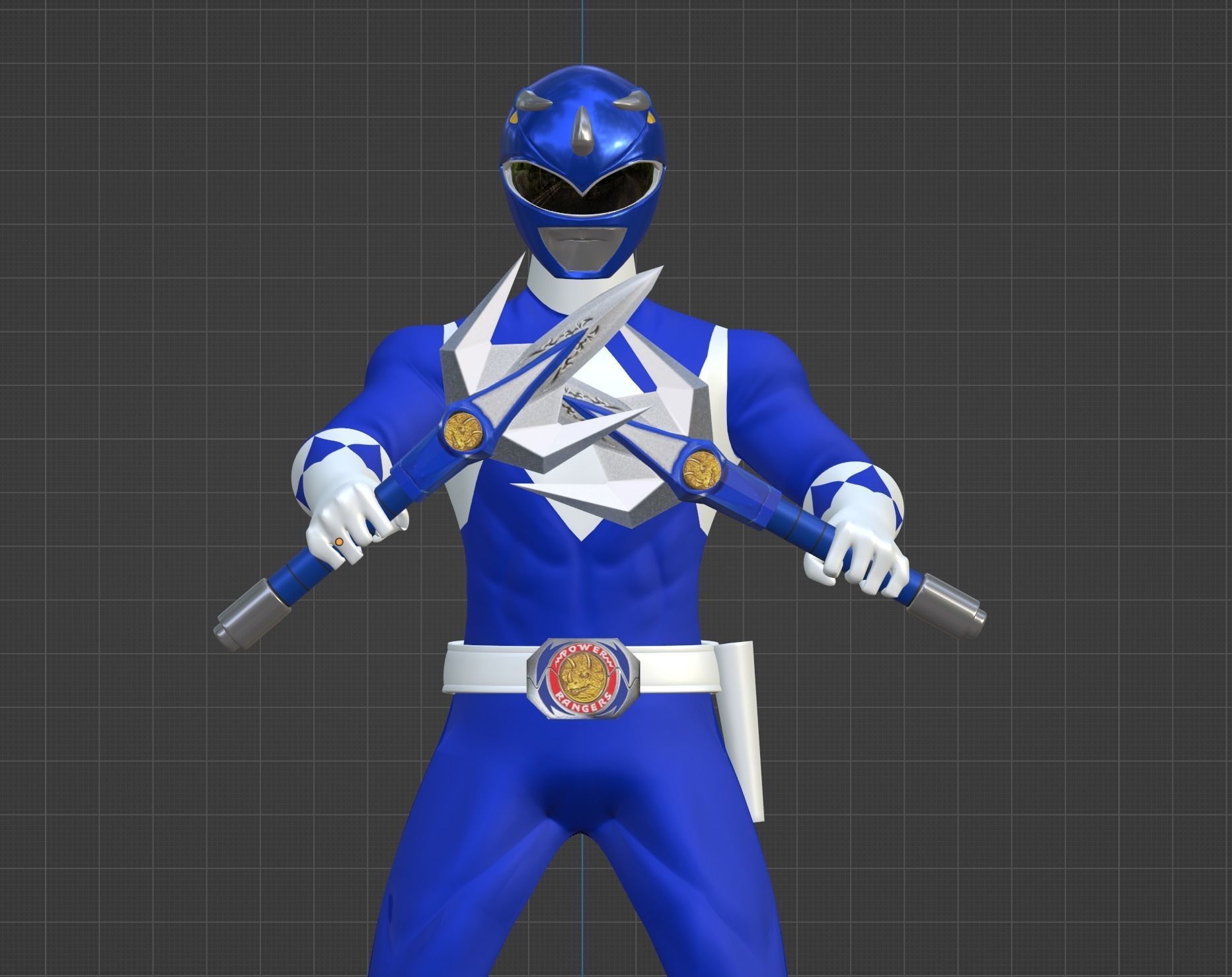 Blue Ranger - Mighty Morphin Power Ranger 3D model rigged | CGTrader