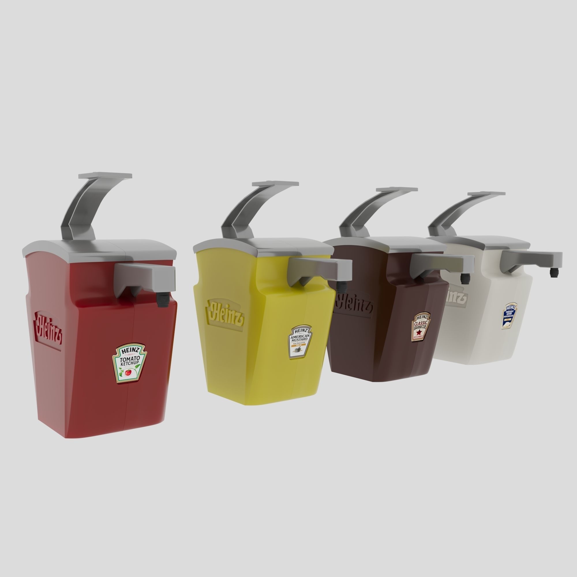 Set of Heinz Keystone Sauce Pump Dispenser 3D model | CGTrader
