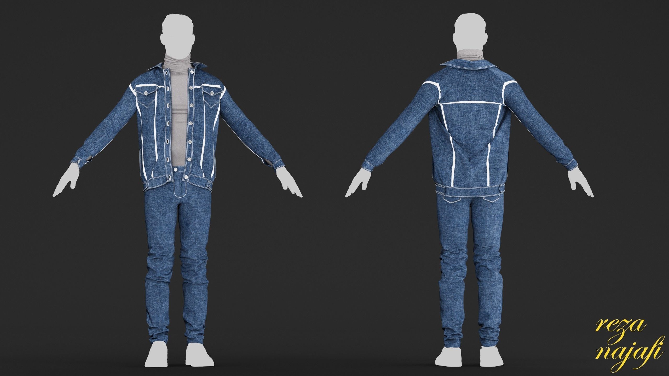Pants and vest Jeans for marvelous designer 3D model | CGTrader