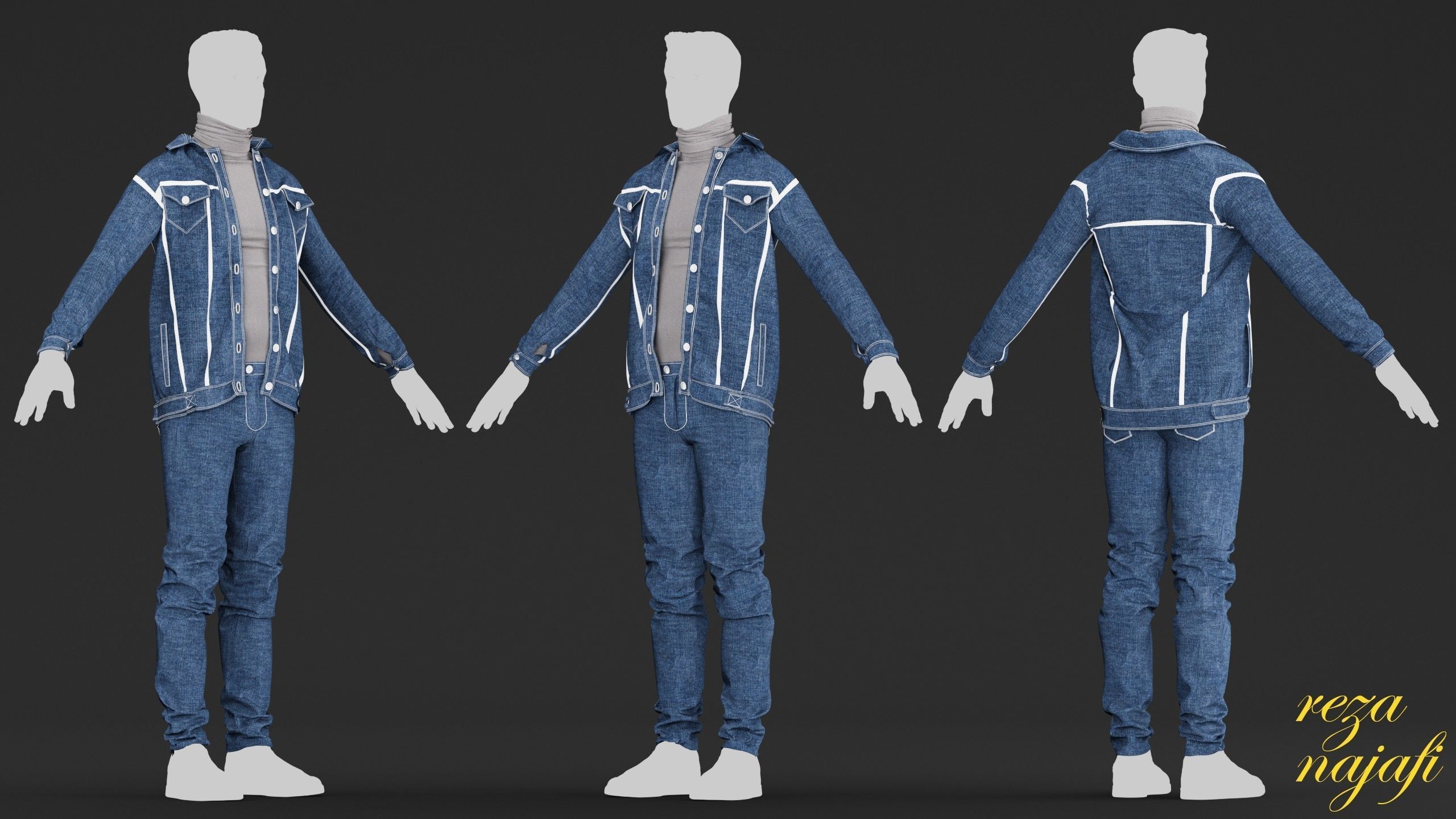 Pants and vest Jeans for marvelous designer 3D model | CGTrader