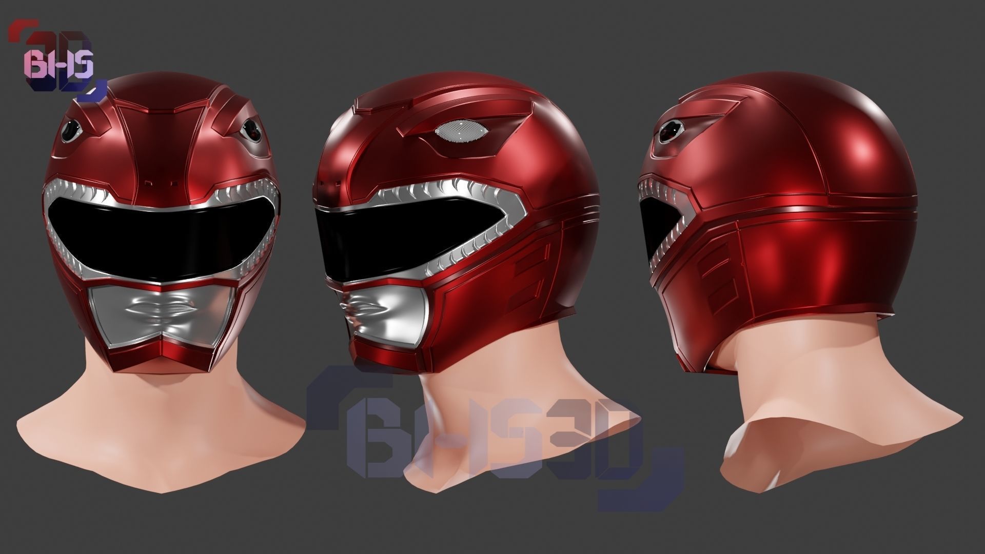 MMPR Red helmet custom 3D Digital Download 3D model 3D printable | CGTrader