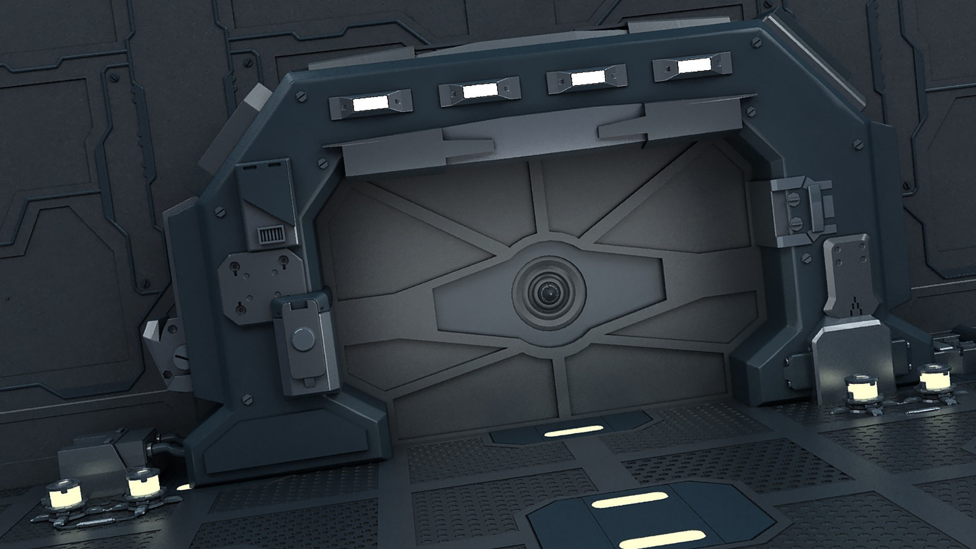 Sci-Fi Gate Door airlock futuristic portal cargo corridor 3D model ...