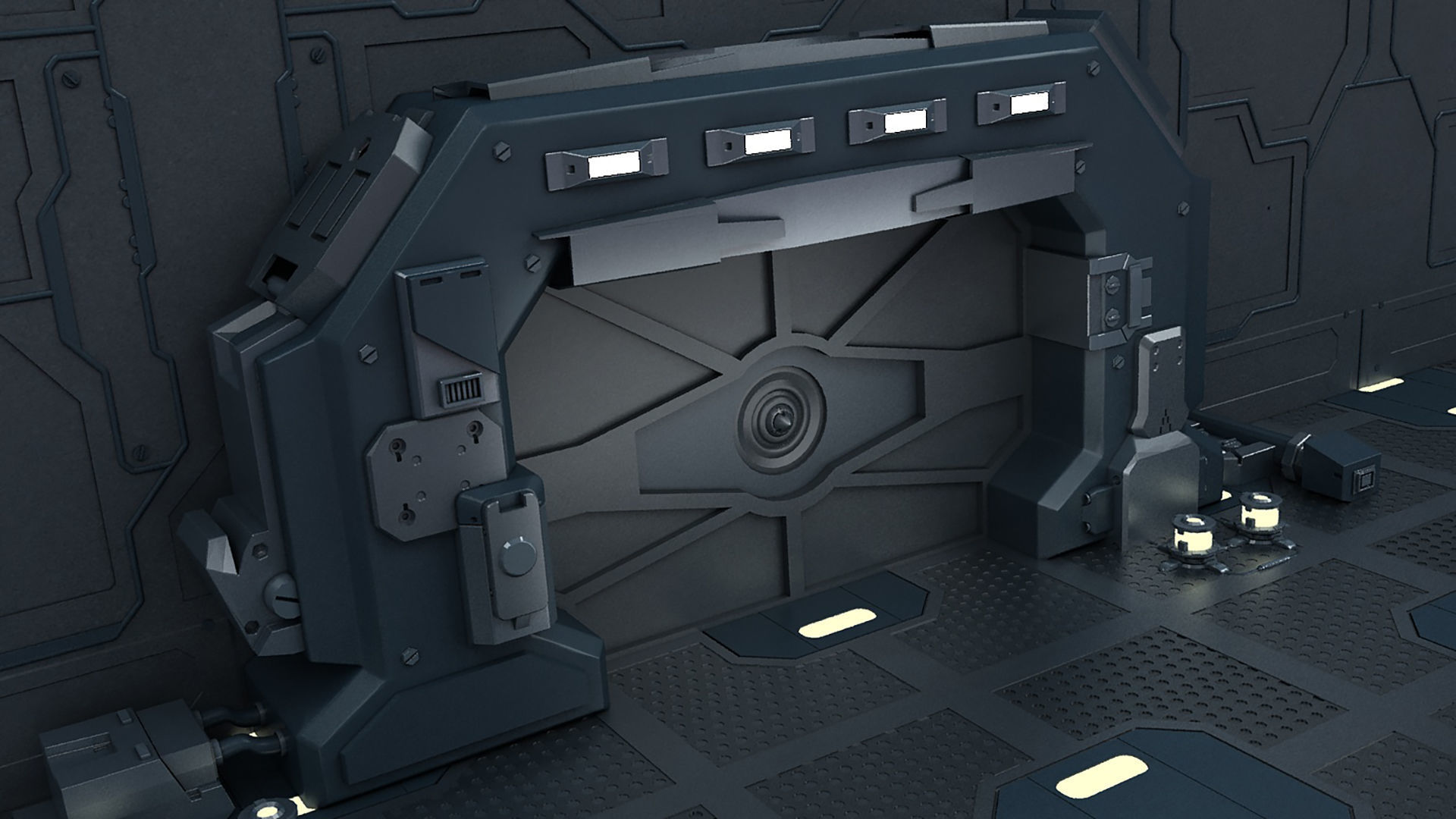 Sci-Fi Gate Door airlock futuristic portal cargo corridor 3D model ...