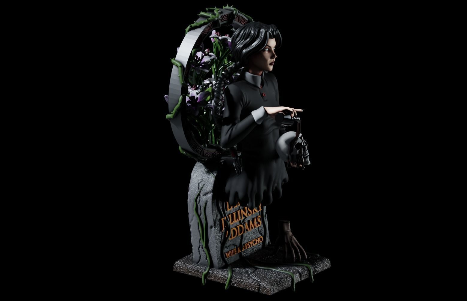 Wednesday Addams Bust - 1to10 scale stl file 3D print model 3D model 3D ...