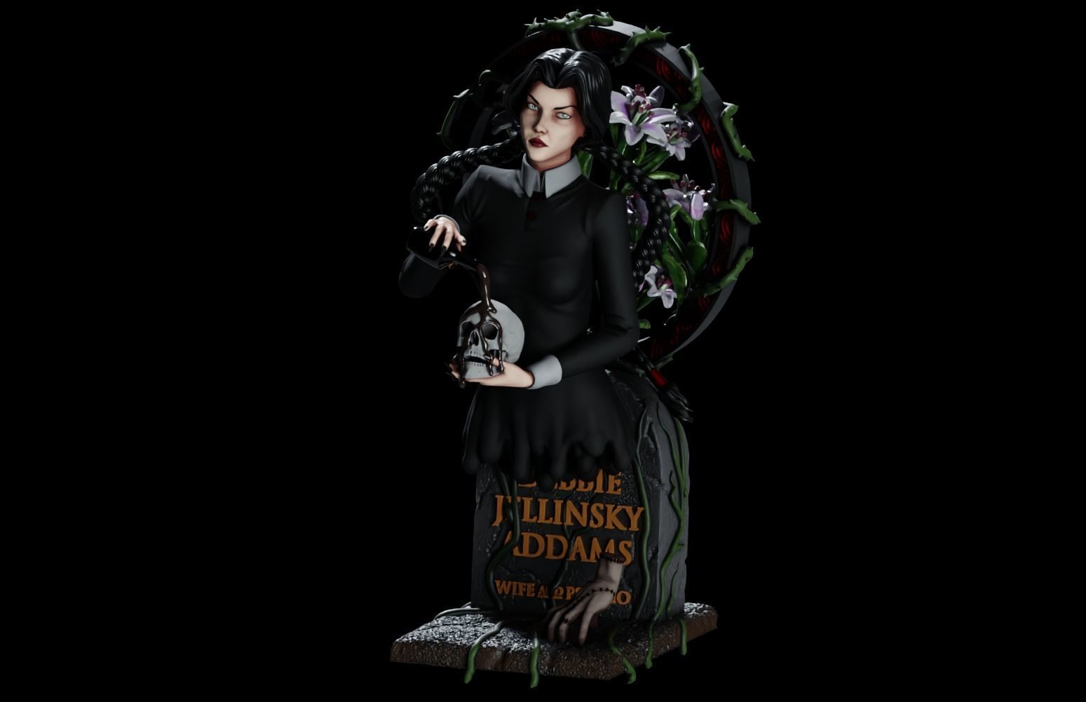 Wednesday Addams Bust - 1to10 scale stl file 3D print model 3D model 3D ...