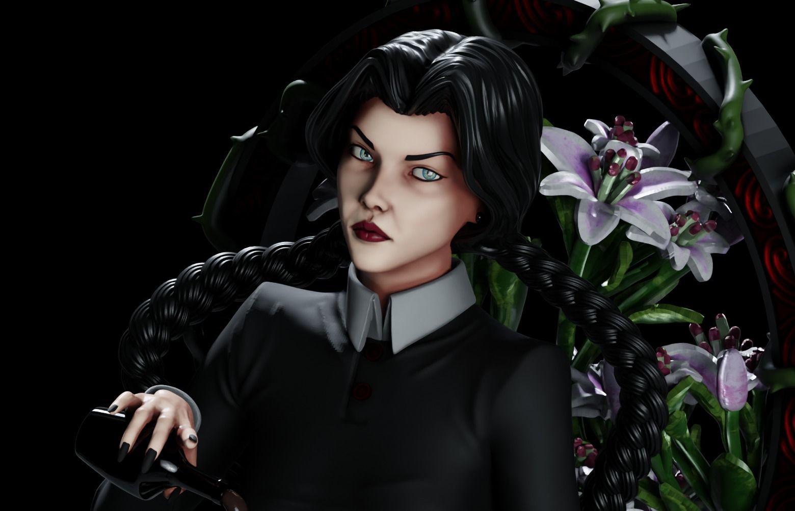 Wednesday Addams Bust - 1to10 scale stl file 3D print model 3D model 3D ...