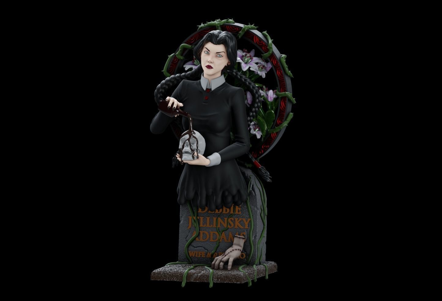 Wednesday Addams Bust - 1to10 scale stl file 3D print model 3D model 3D ...