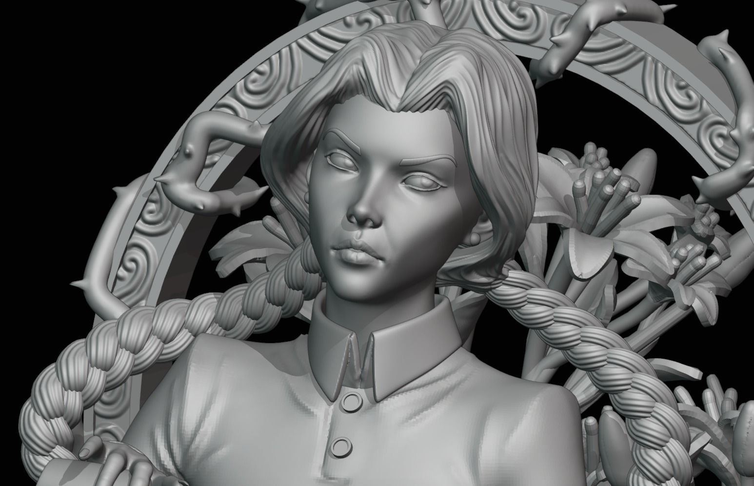 Wednesday Addams Bust - 1to10 scale stl file 3D print model 3D model 3D ...