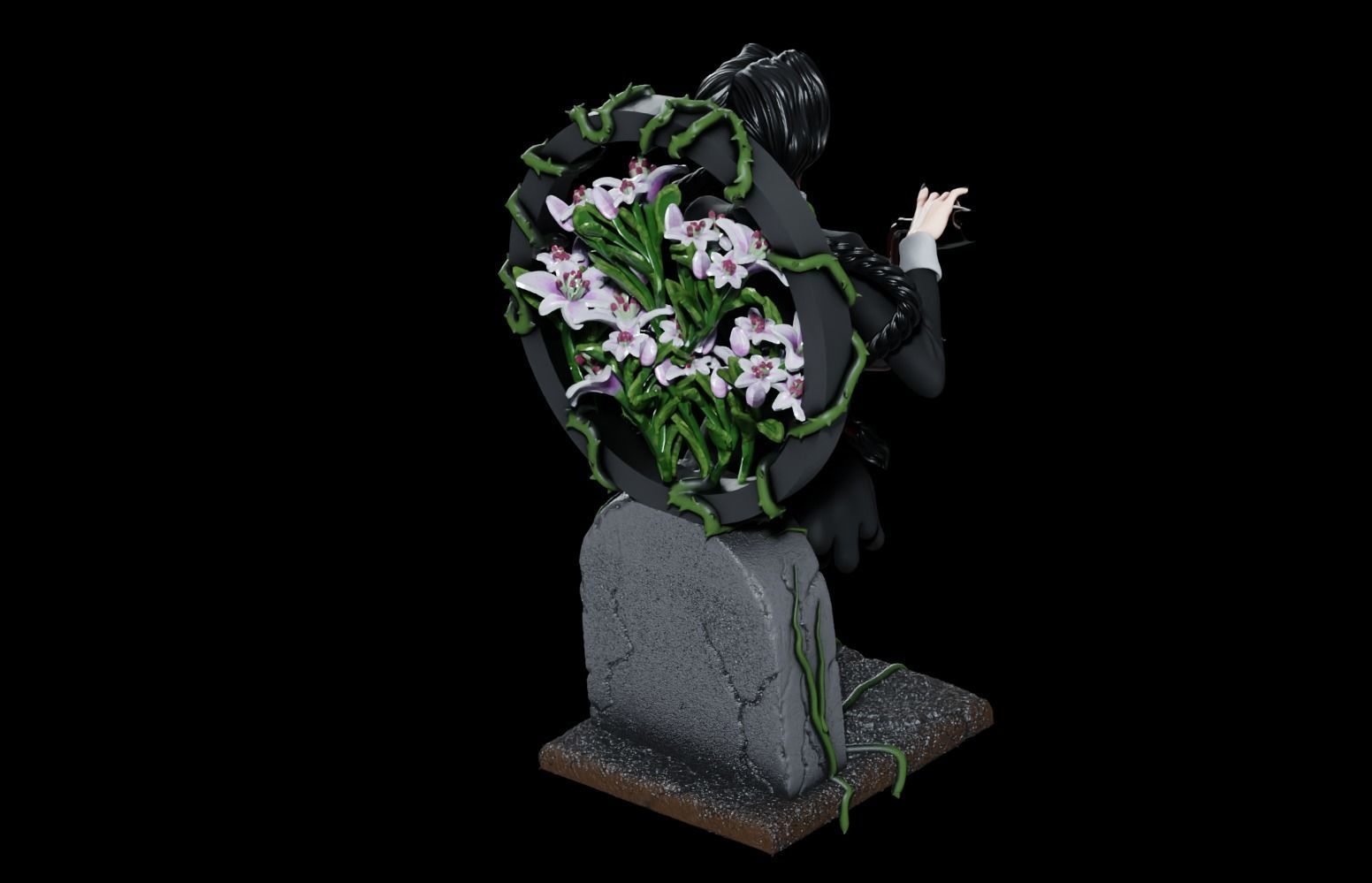 Wednesday Addams Bust - 1to10 scale stl file 3D print model 3D model 3D ...