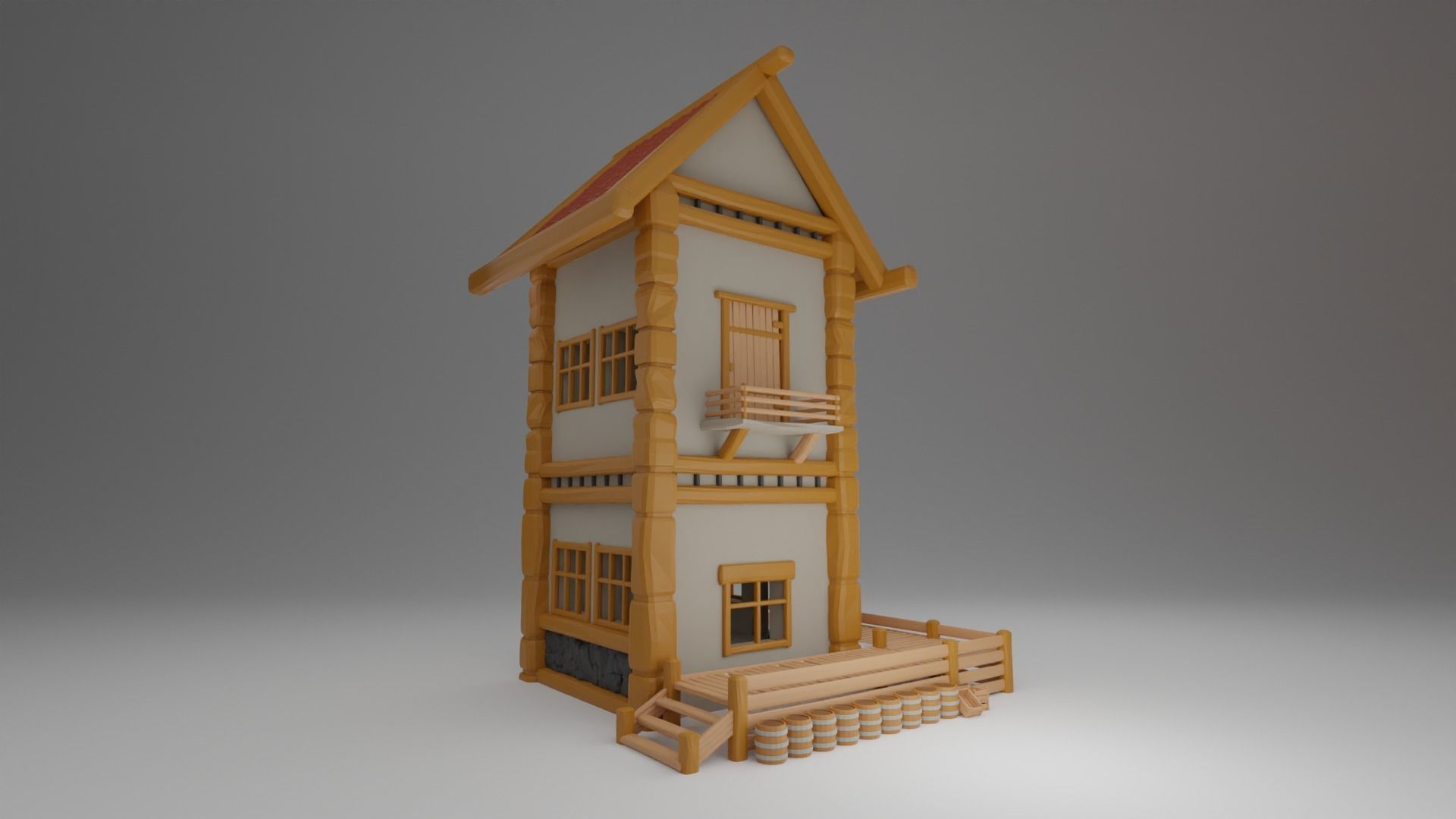 Medieval double cottage 3D model 3D printable | CGTrader