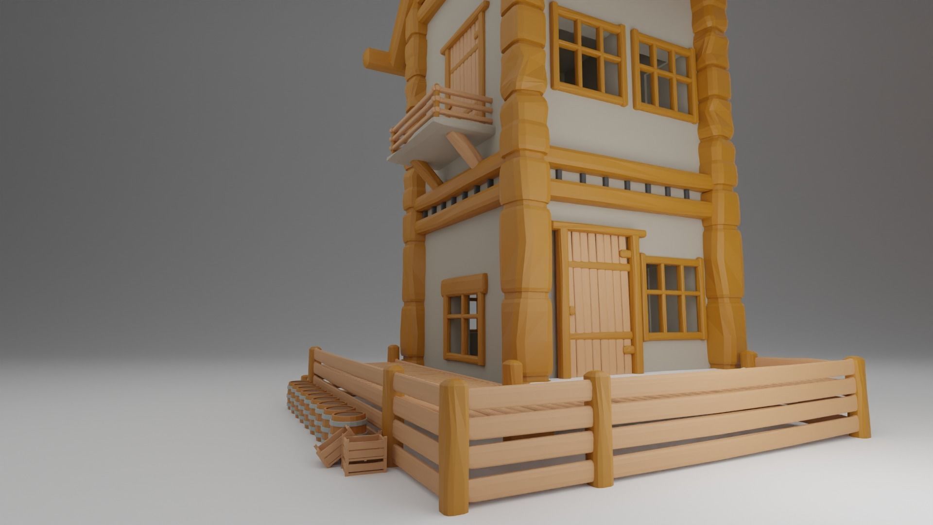 Medieval double cottage 3D model 3D printable | CGTrader